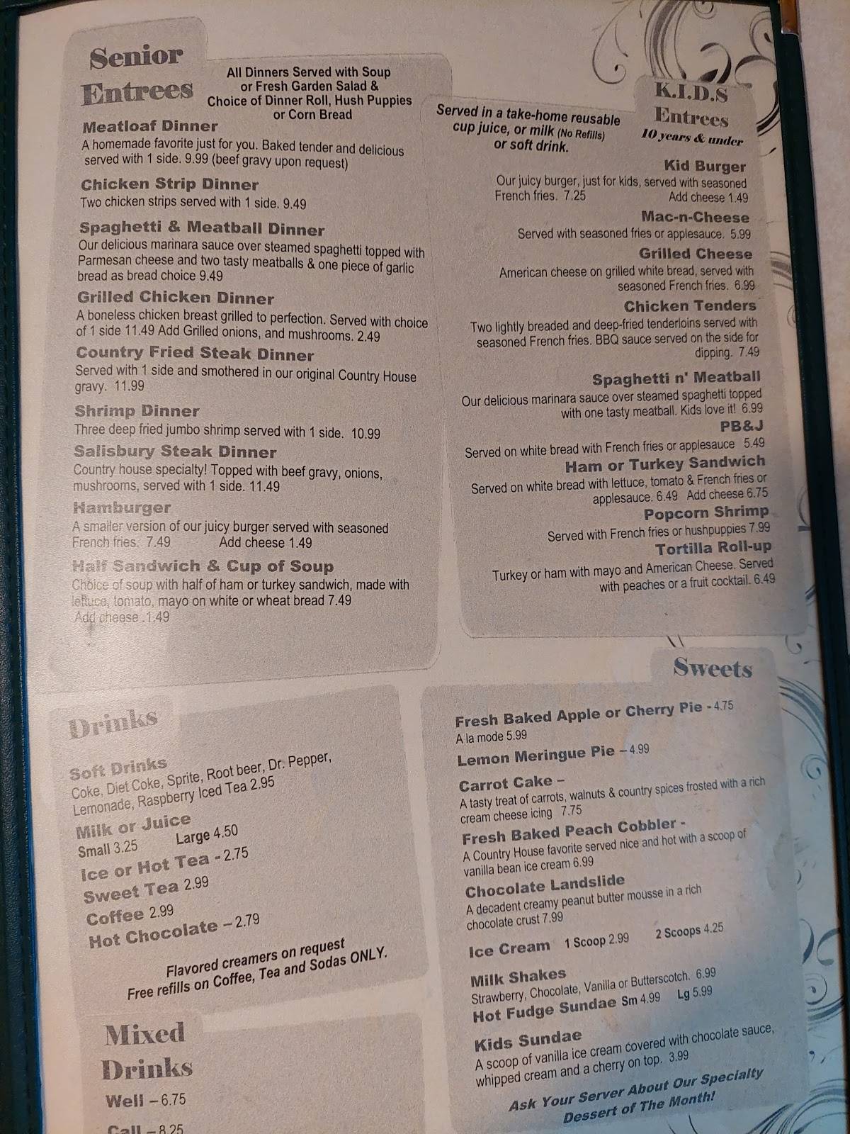 Menu at Country House Family Restaurant, Sierra Vista, AZ-92