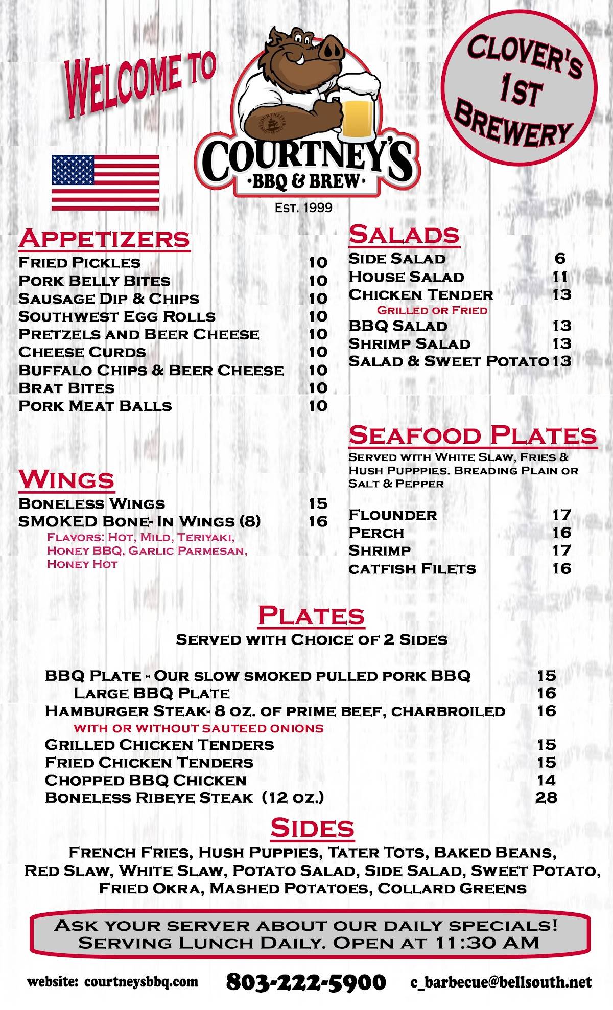 Menu at Courtney's BBQ Inc, Clover