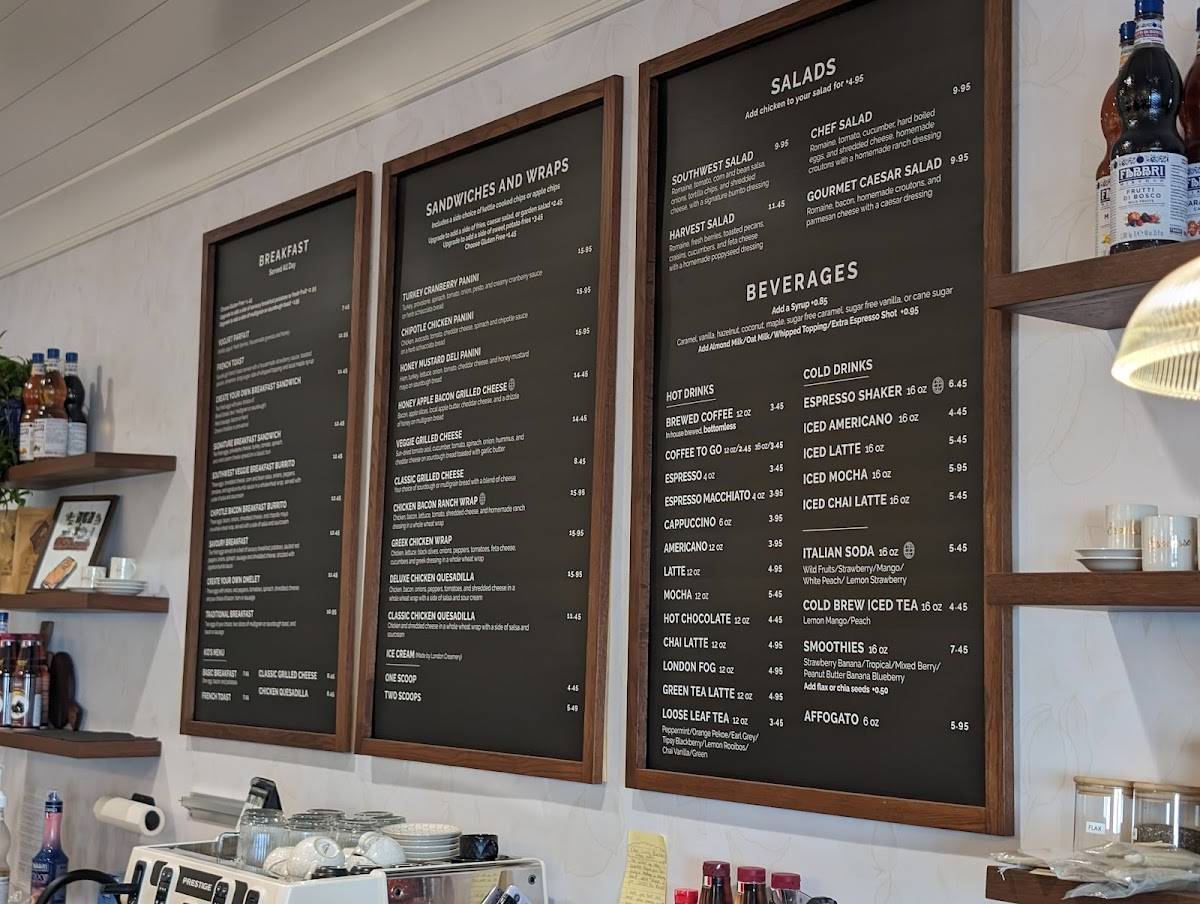 Menu at Covenant Cafe, Waterloo