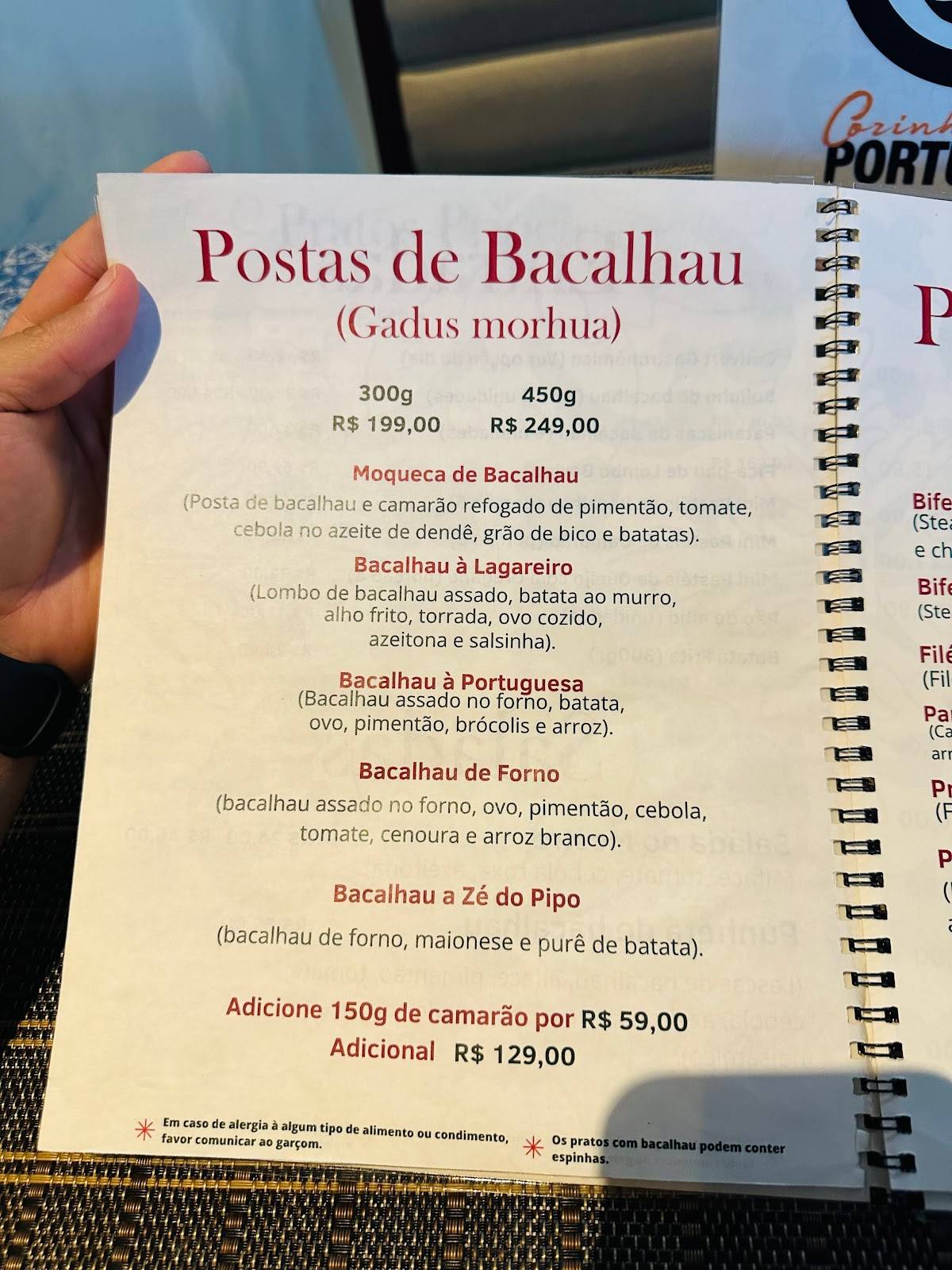 Menu em Cozinha do Português restaurante, Manaus