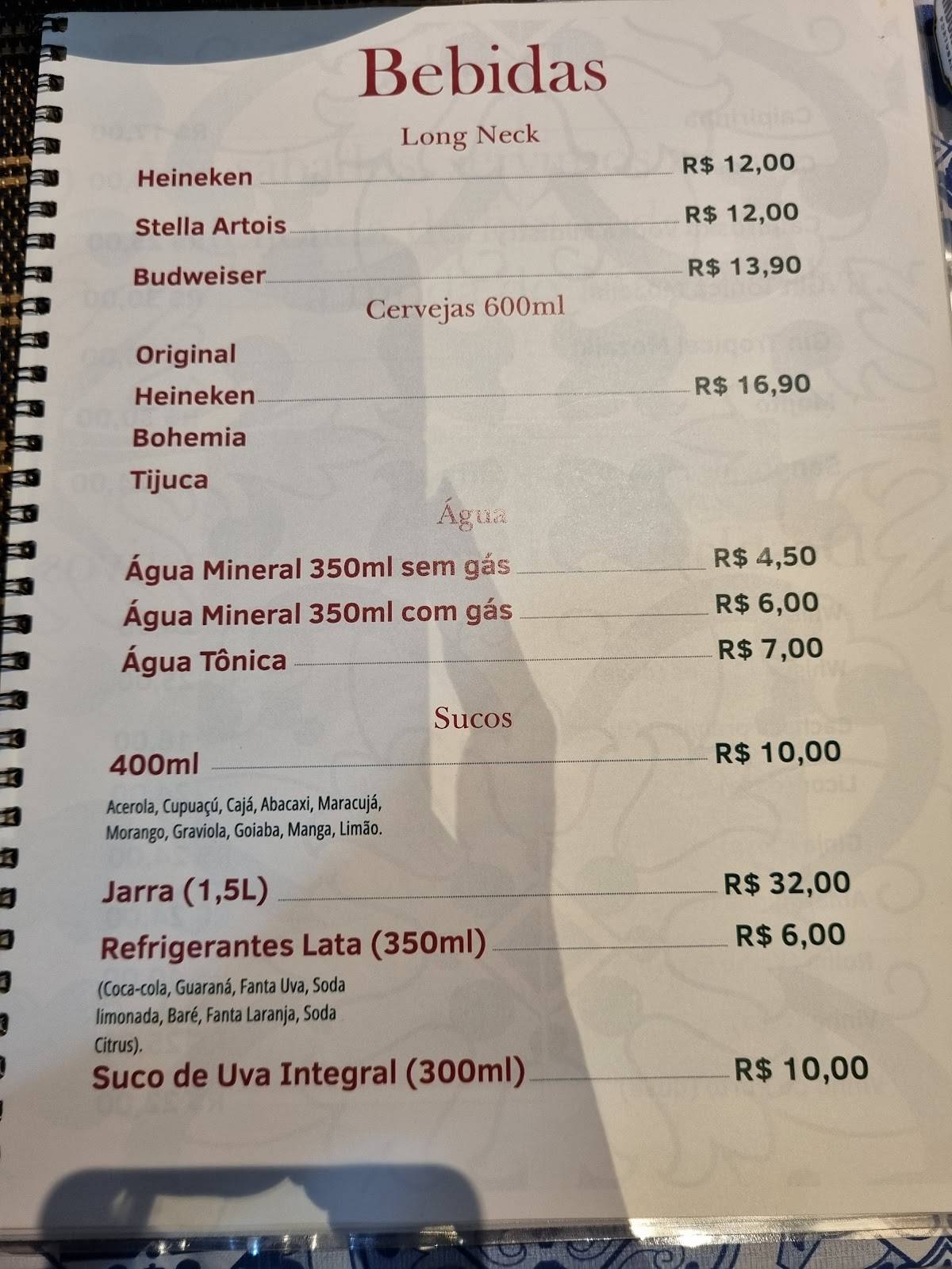 Menu em Cozinha do Português restaurante, Manaus