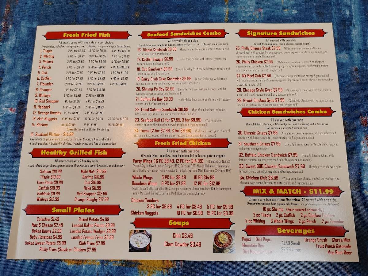 Menu at Hooks Fish & Chicken Trenton (Crispy Fish & Chicken ...