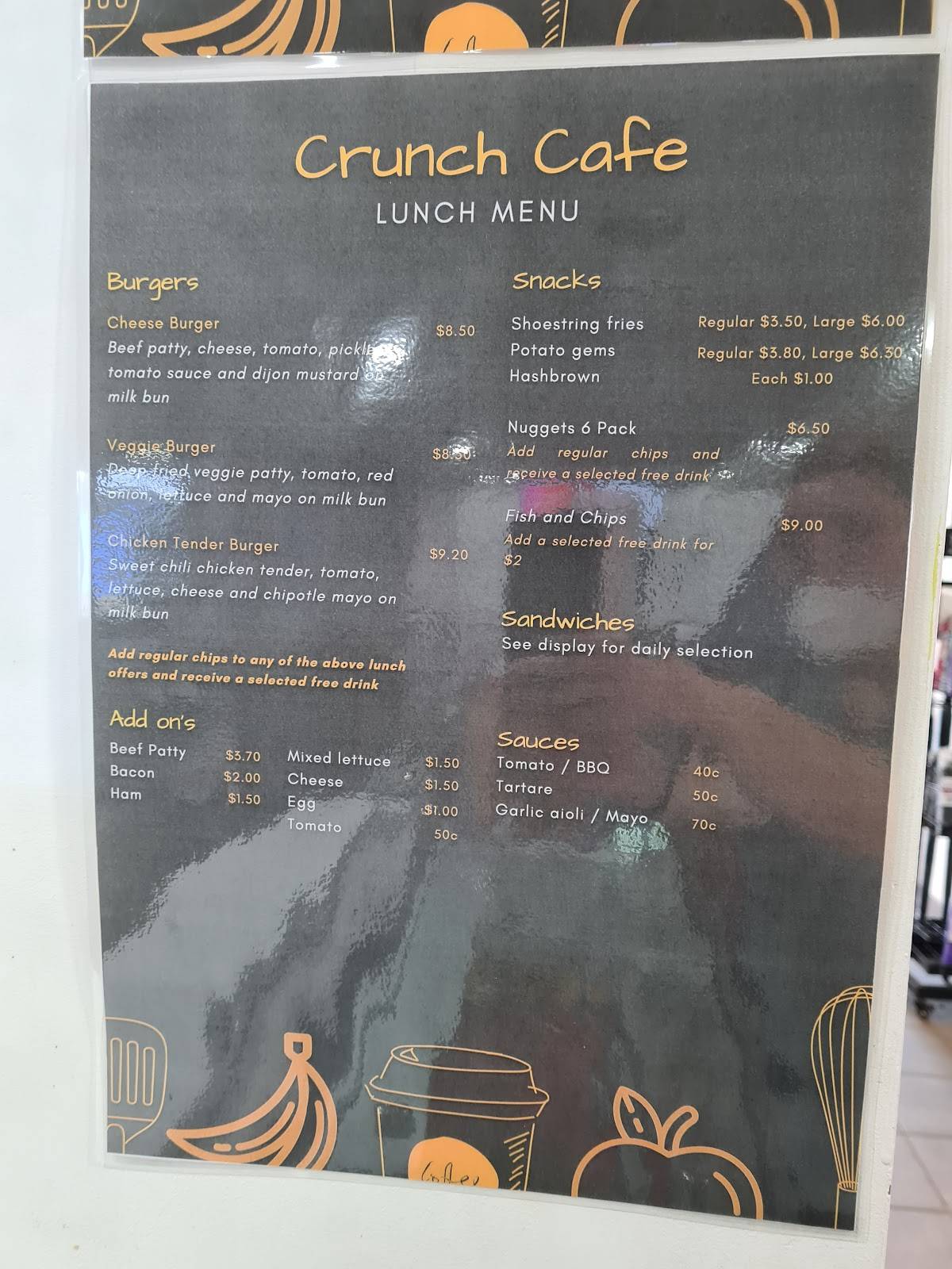 Menu at Crunch Café cafe, Macquarie Park