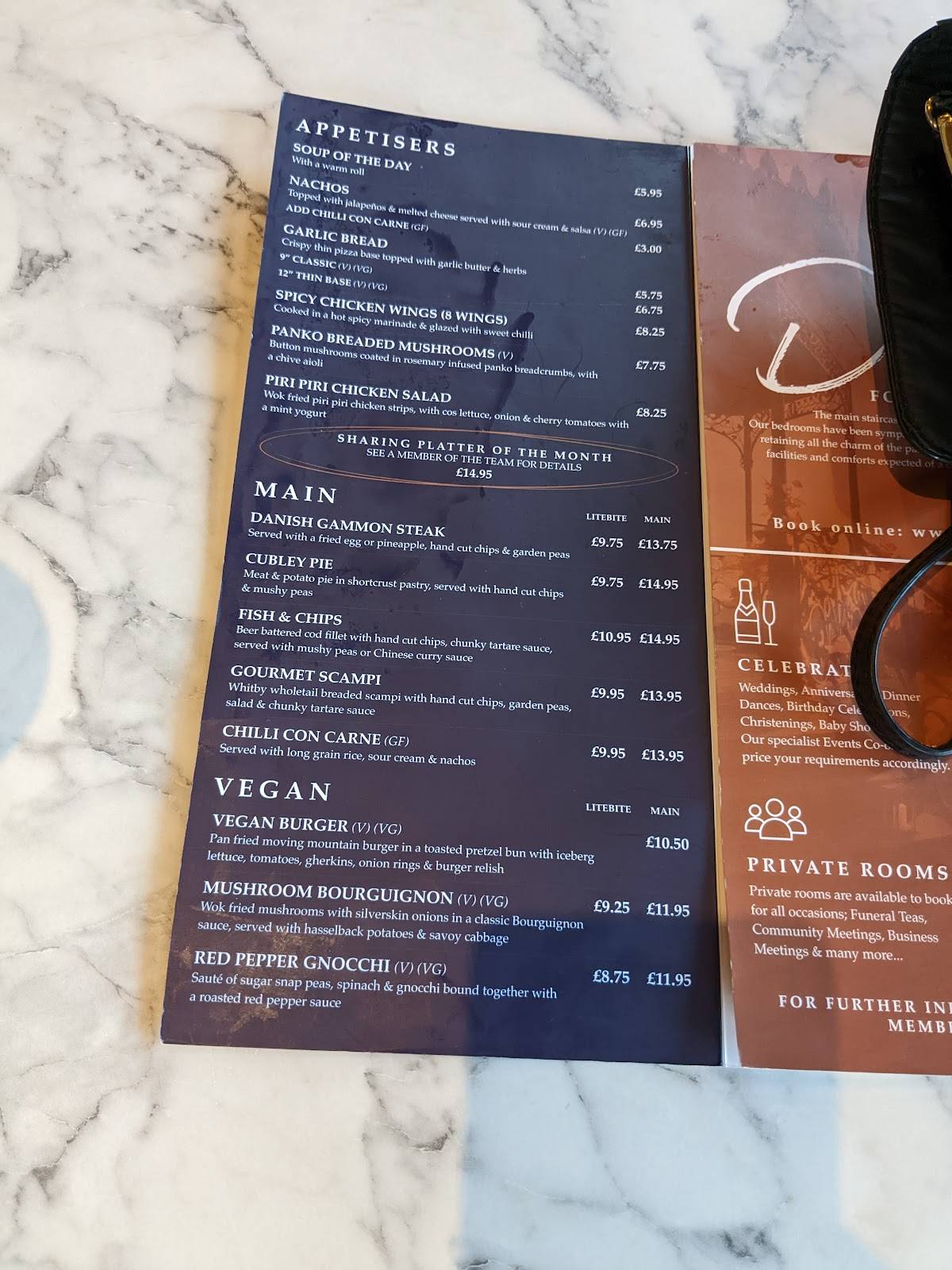 Menu at Cubley Hall pub & bar, Sheffield