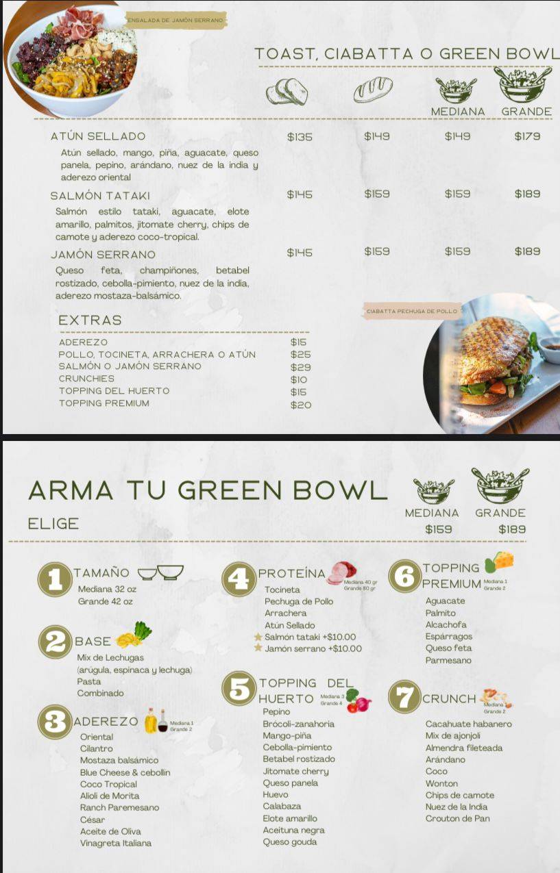 Carta del restaurante Culto Sano, Leon
