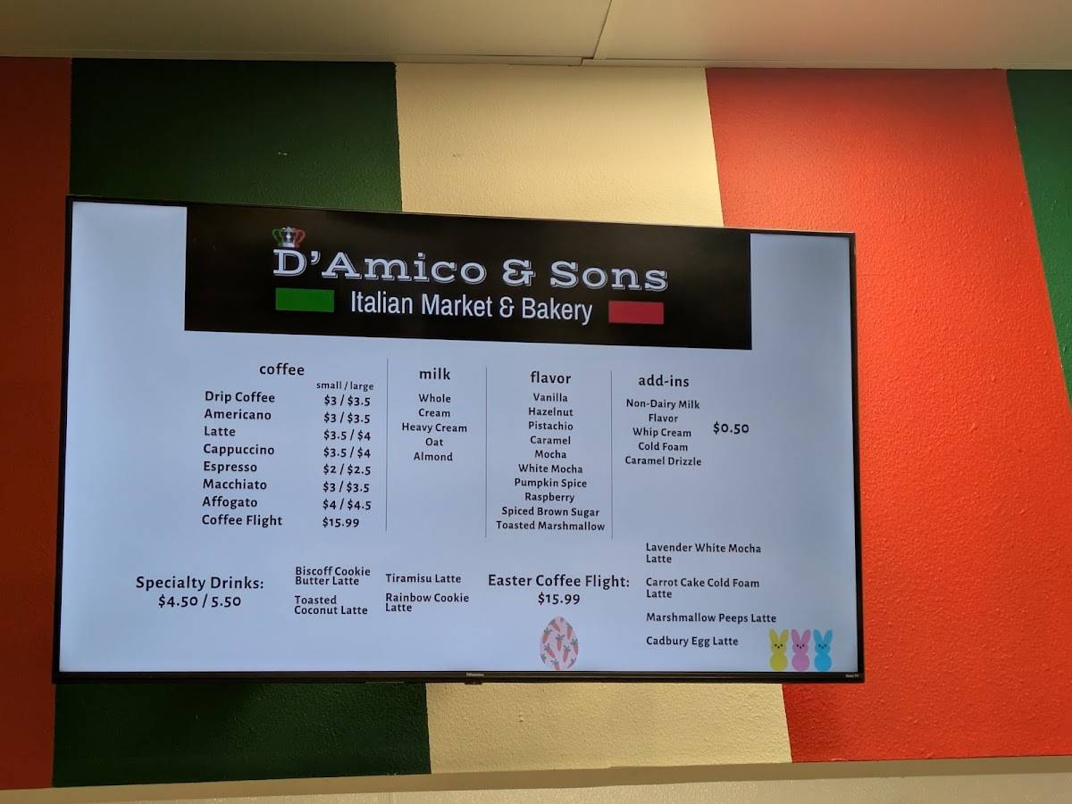 Menu at D’Amico & Sons Italian Market & Bakery, Oviedo