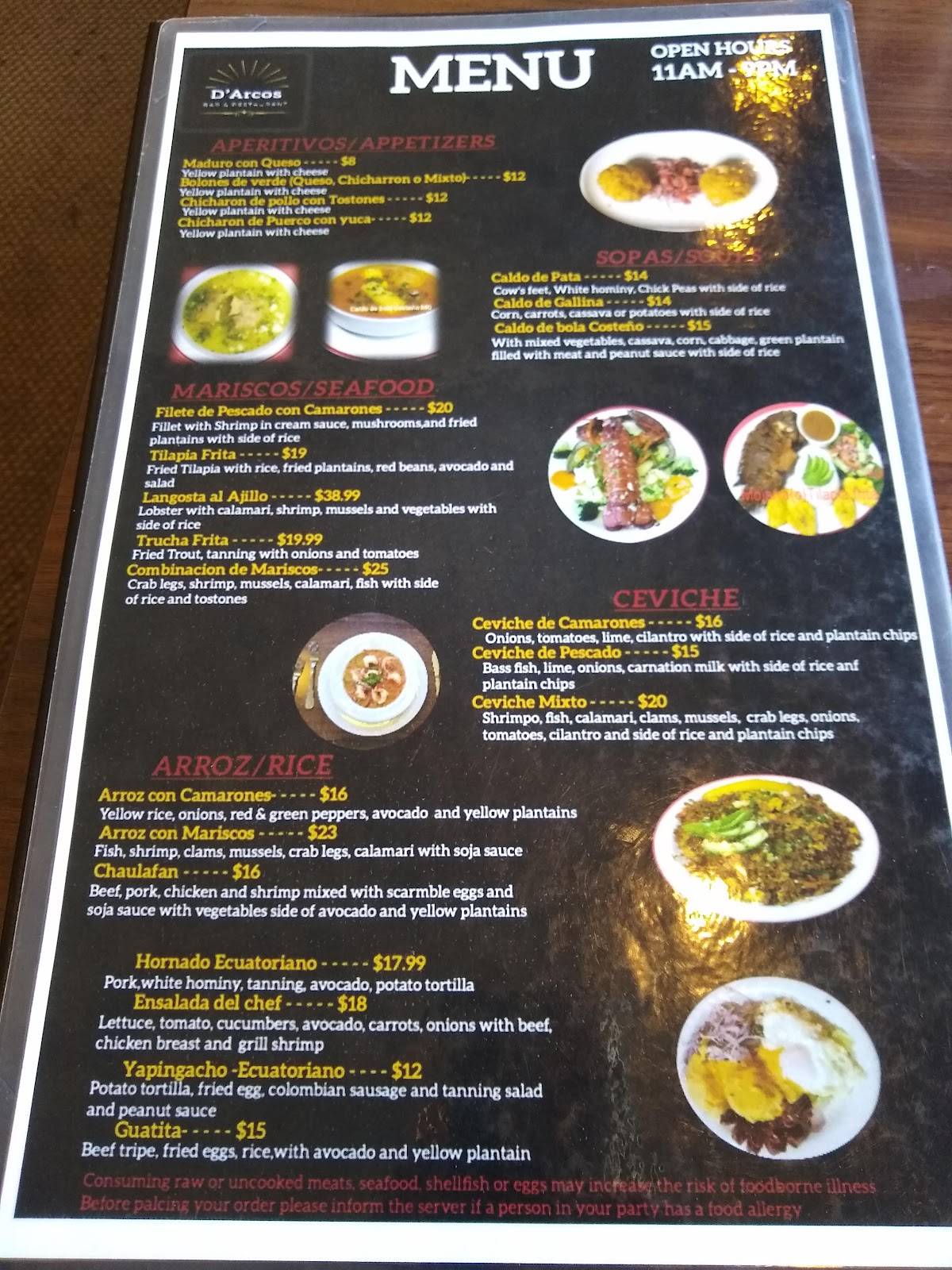 Menu at D'Arcos Bar and Restaurant, Bethel