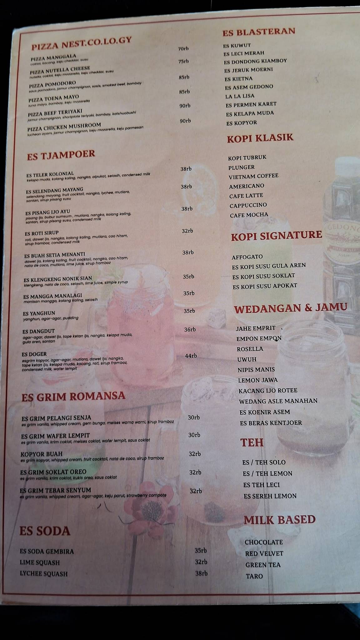 Menu at D'Blasteran restaurant, Semarang, Jl. Tambora No.5A