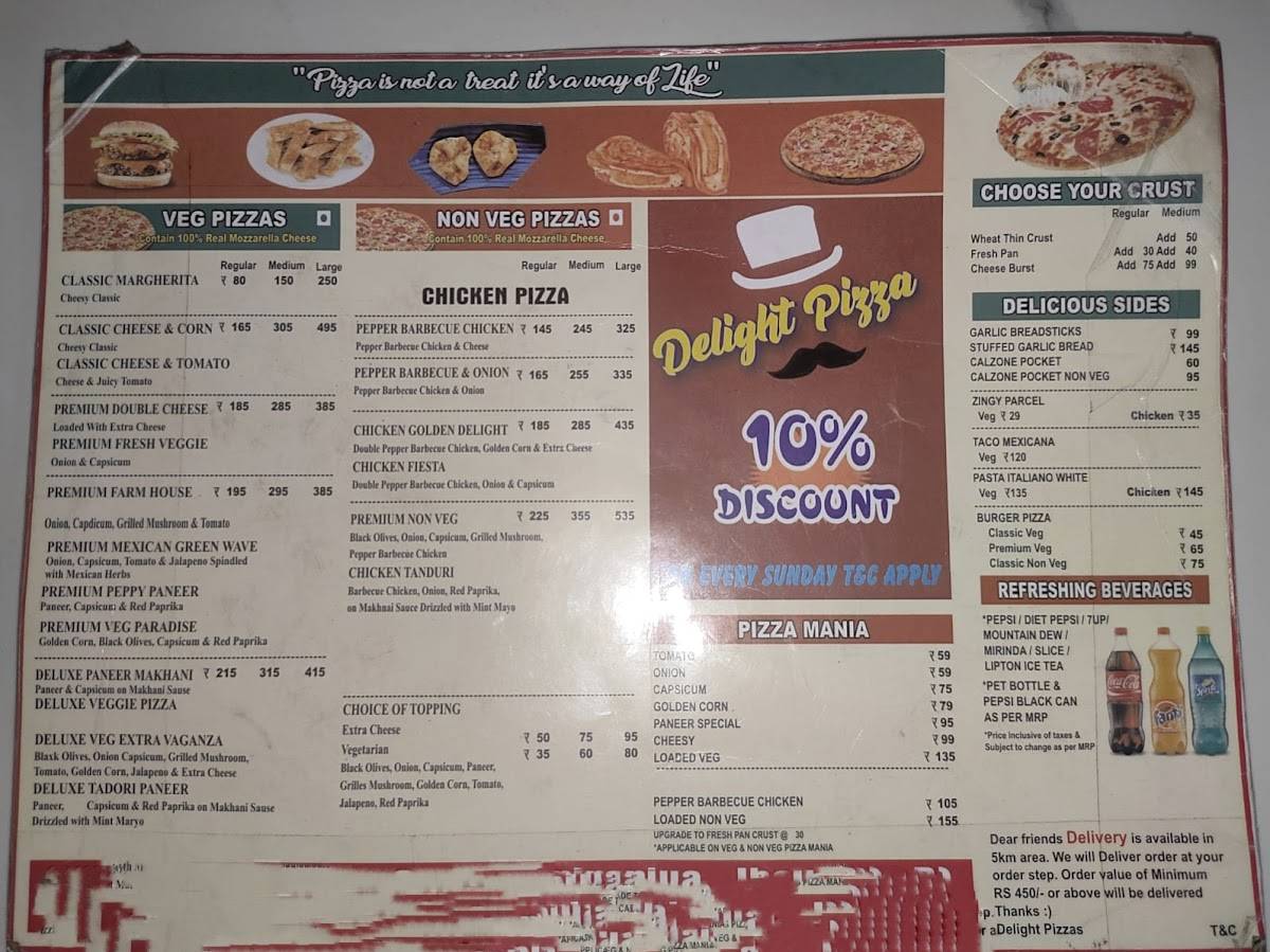 Menu at DELIGHT PIZZA, Faridabad