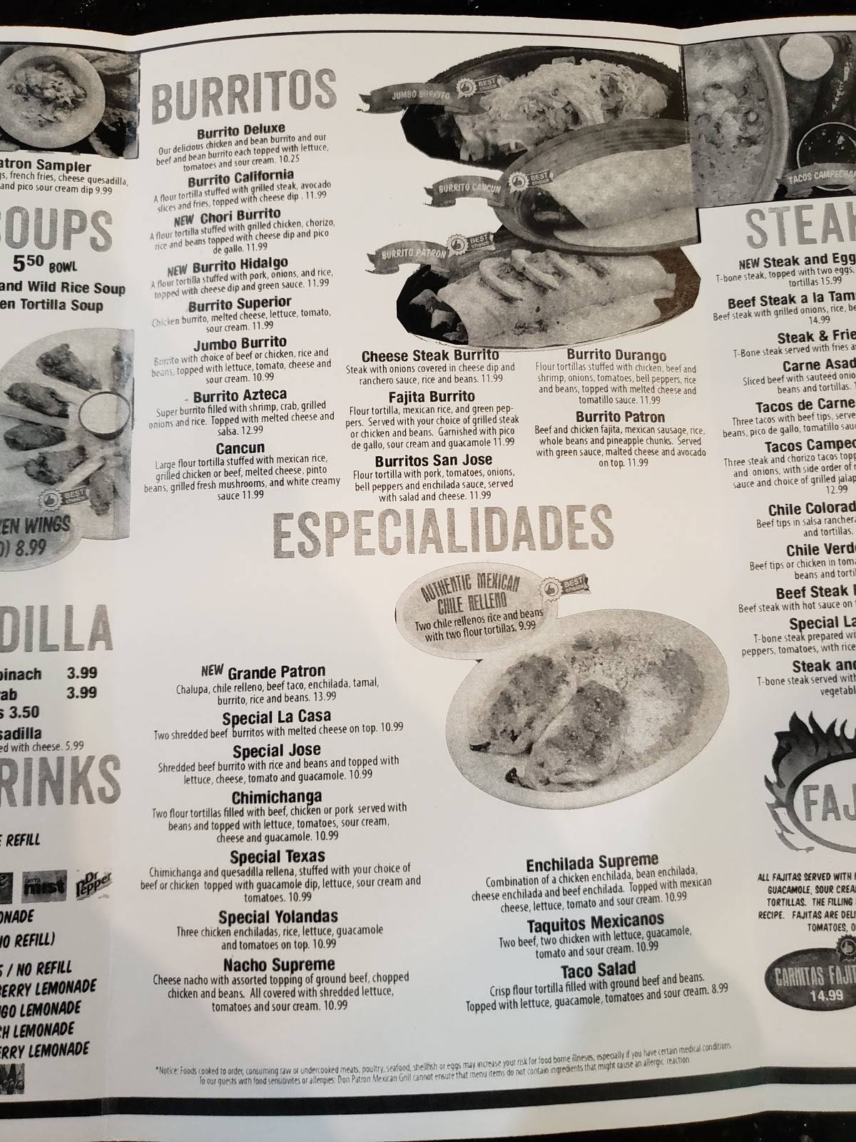 Menu at DON PATRON WILLIAMSPORT restaurant, Williamsport, E 3rd St
