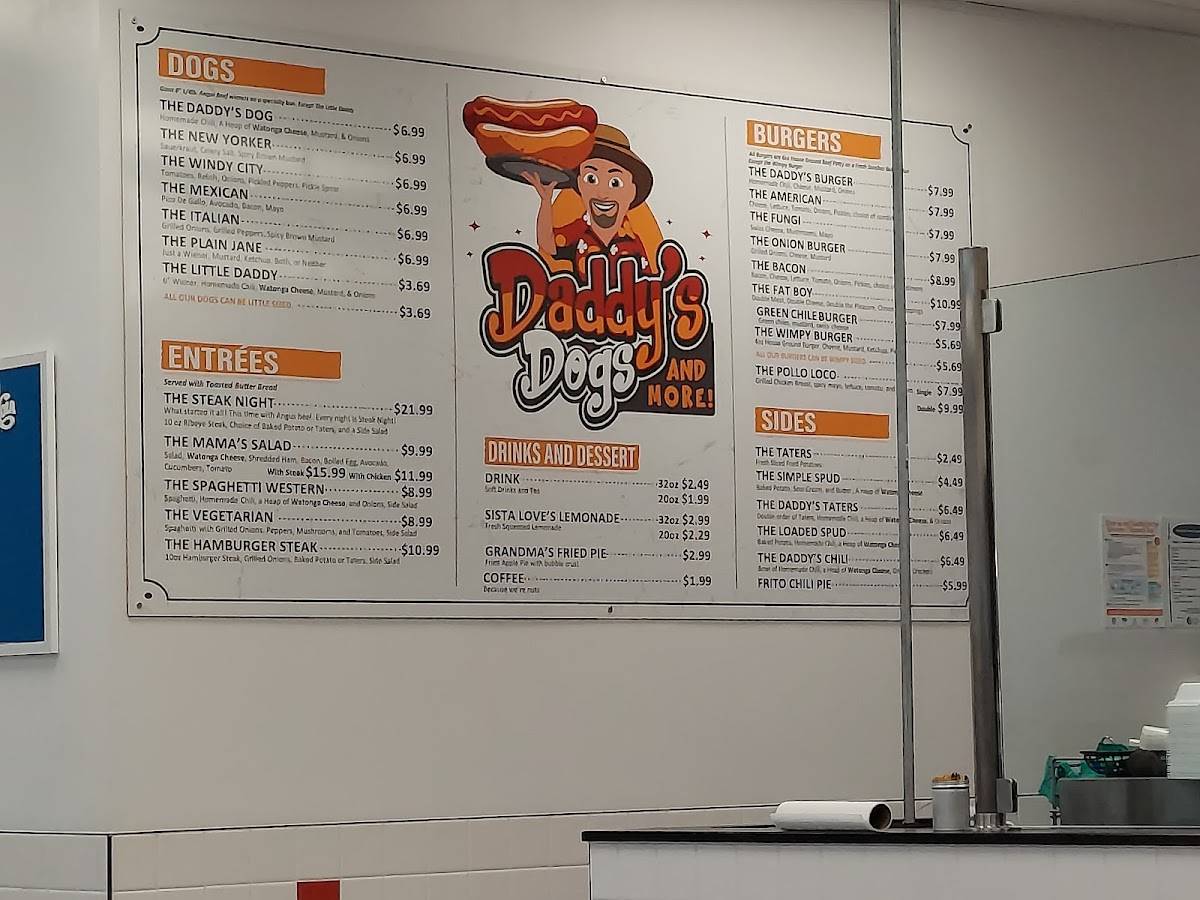 Menu at Daddy’s Dogs and More restaurant, Perryton