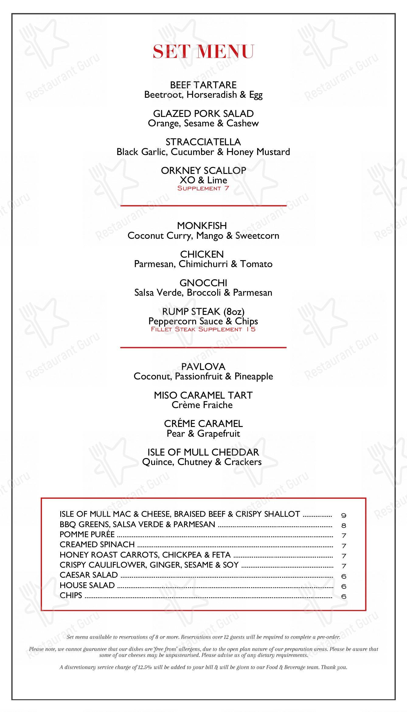 Menu at Dakota Bar & Grill, Glasgow