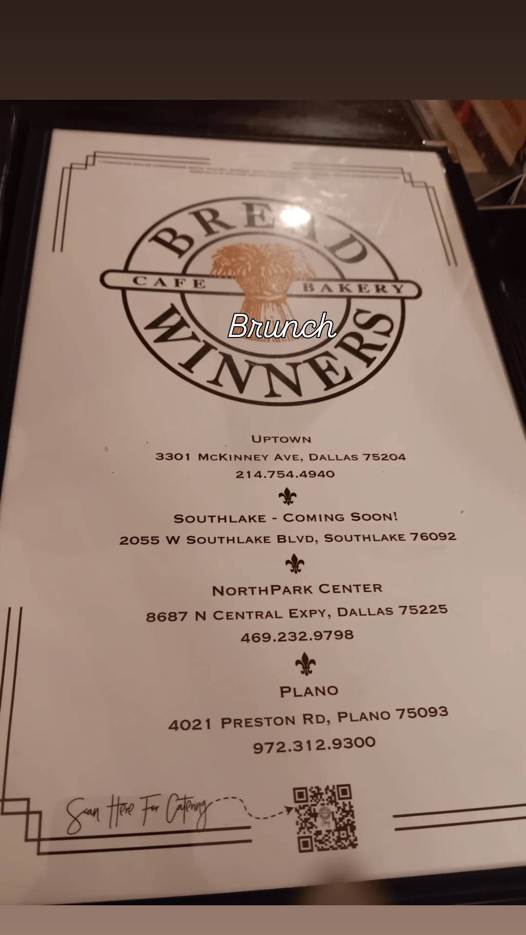 Menu at Bread Winners Cafe & Bakery, Dallas, McKinney Ave