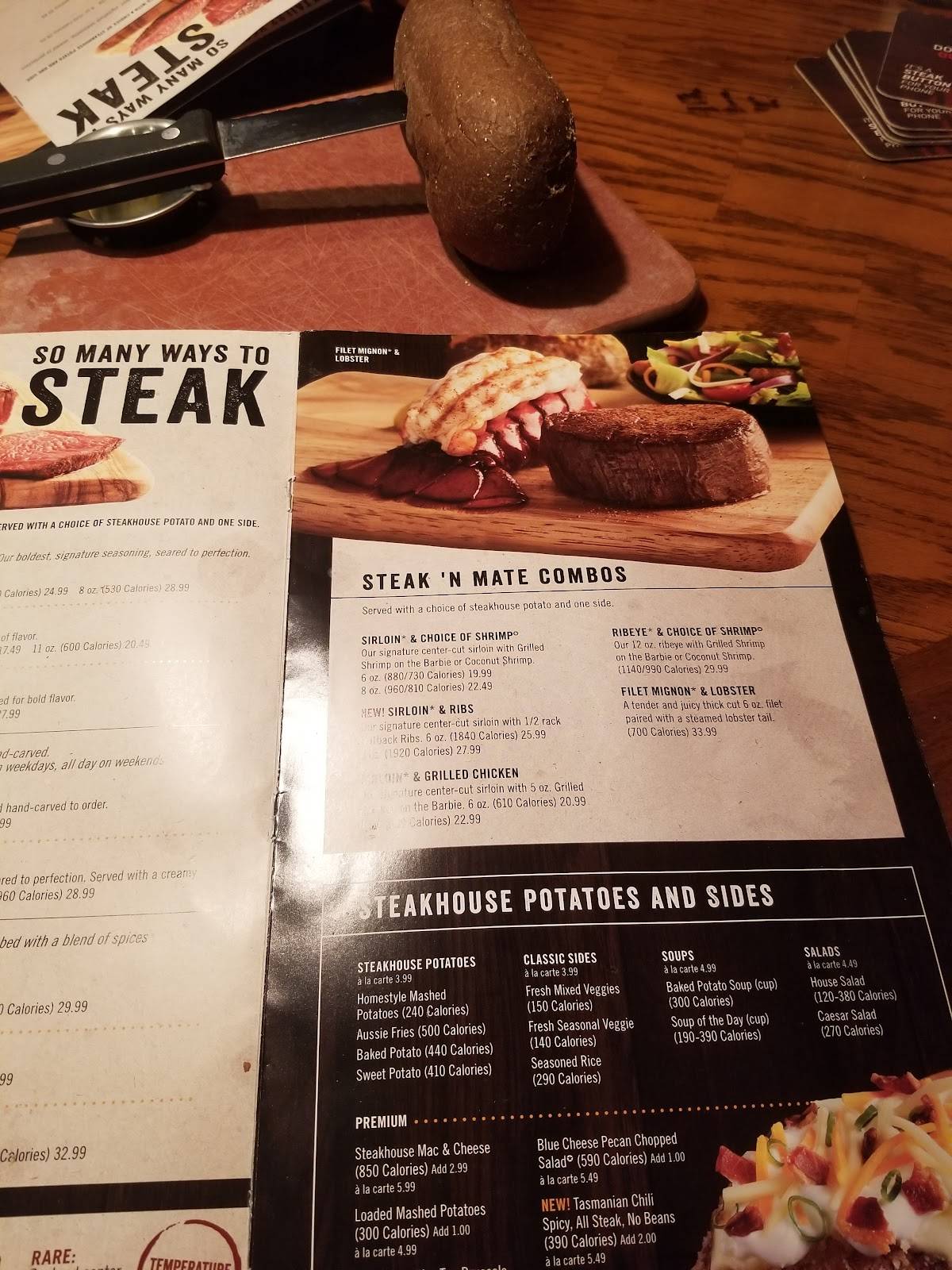 Menu at Outback Steakhouse, Dallas, Vantage Point Dr