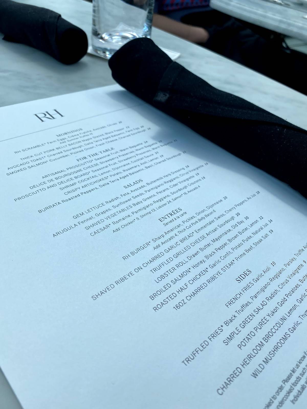 Menu at RH Rooftop Restaurant Dallas, Dallas