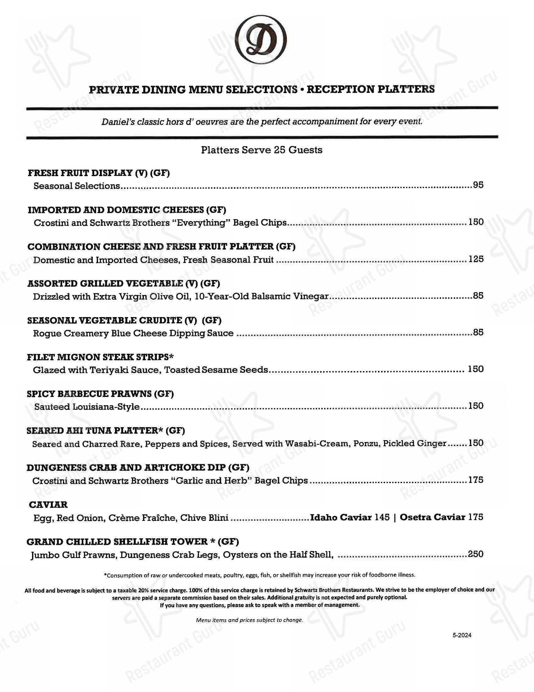 Menu at Daniel’s Broiler steakhouse, Bellevue, NE 8th St Unit BP2101