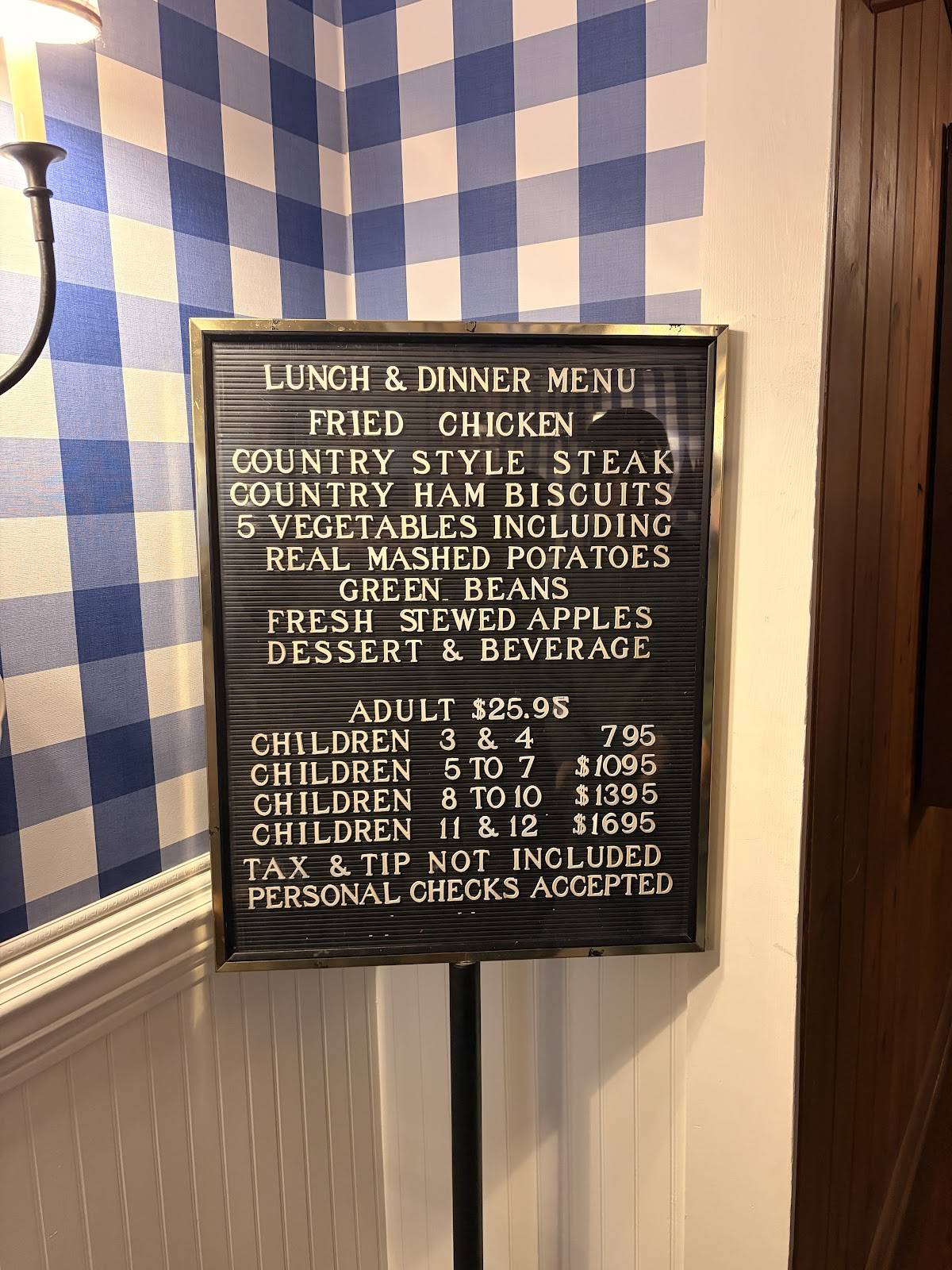 Menu at Dan'l Boone Inn restaurant, Boone, 130 Hardin St