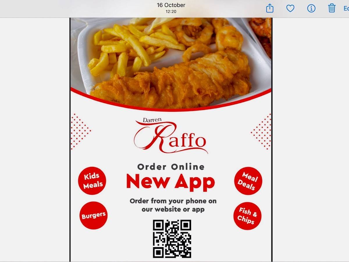 Menu at Darren Raffo fast food, Belfast, 174 Andersonstown Rd