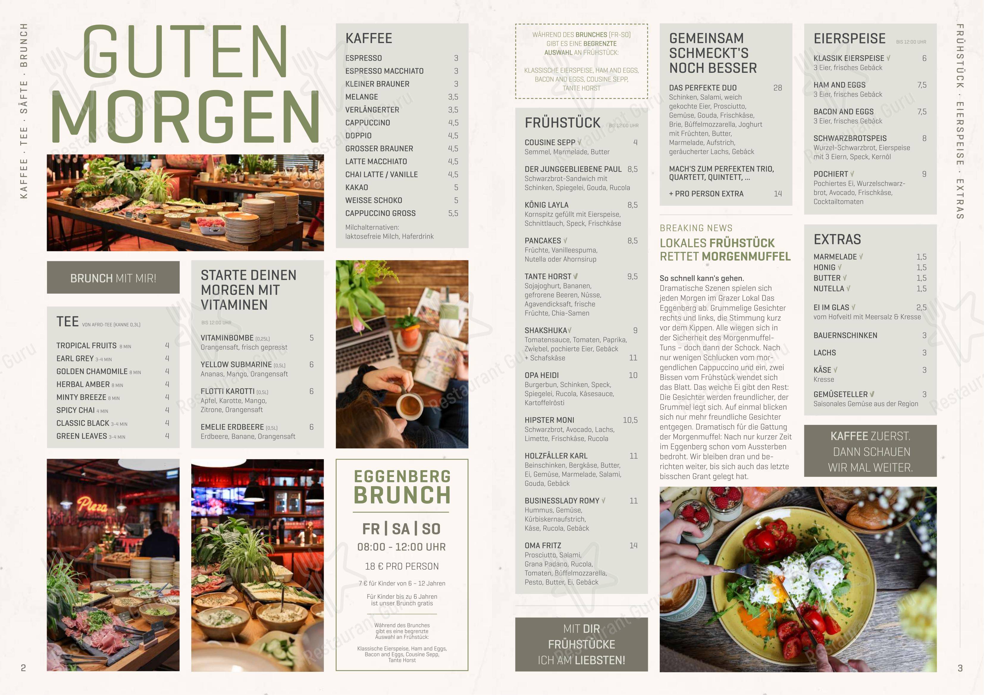 Speisekarte von Das Eggenberg pub & Bar, Graz, Eggenberger Allee 49