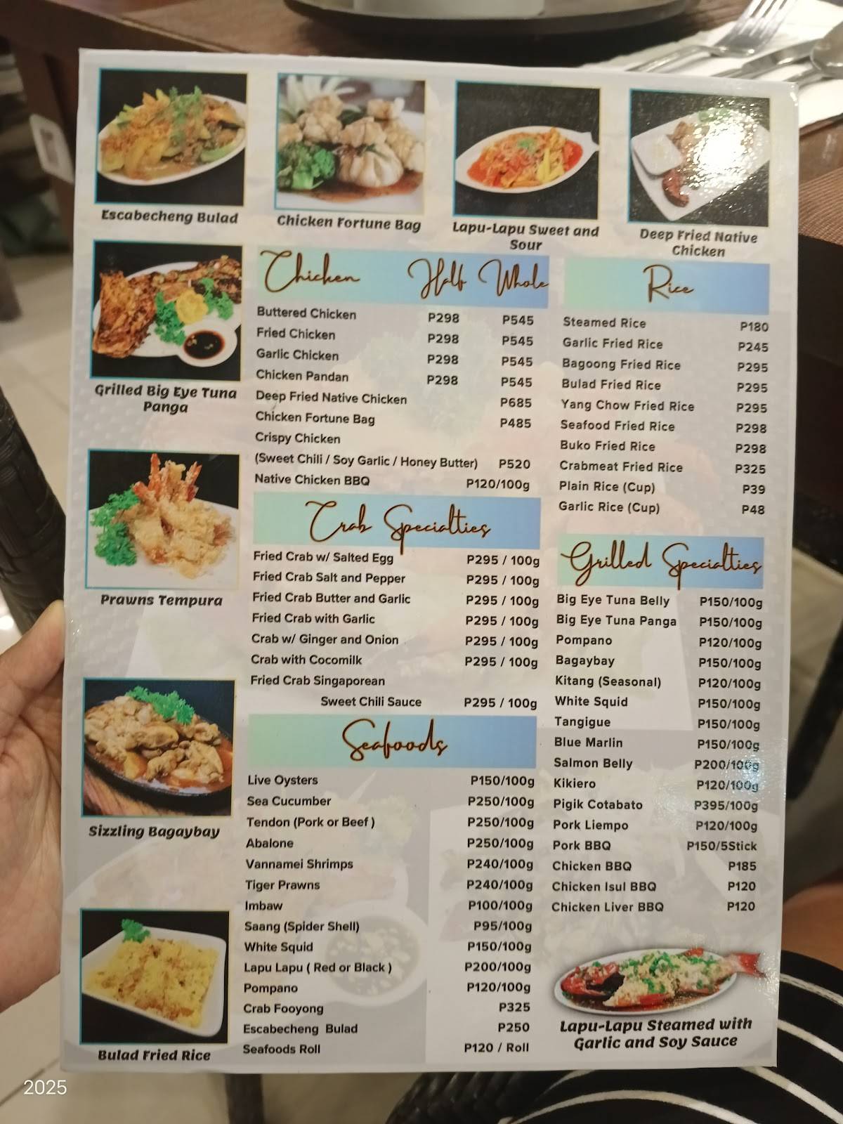 Menu at Cafe Tavera, Davao City