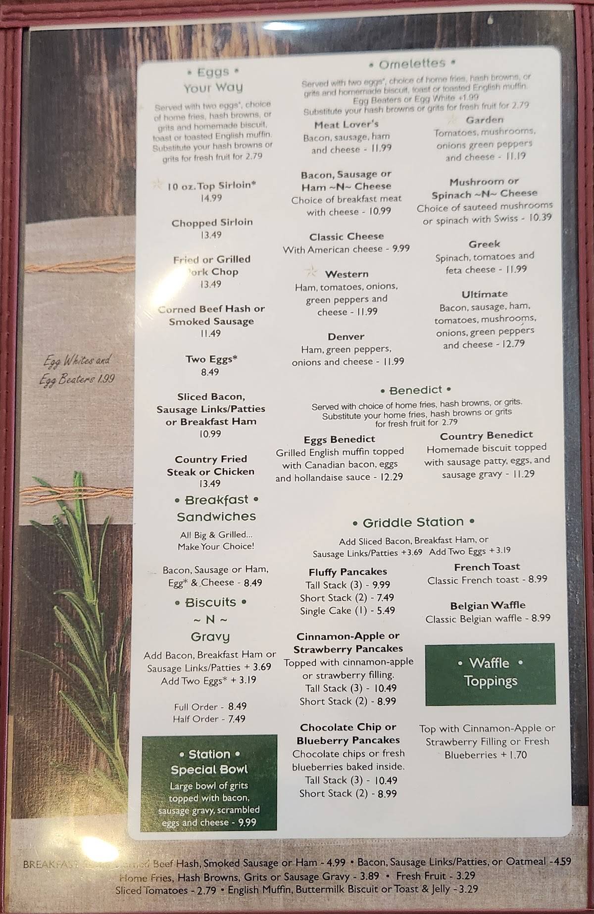 Menu at Davenport Diner restaurant, Davenport, US-27