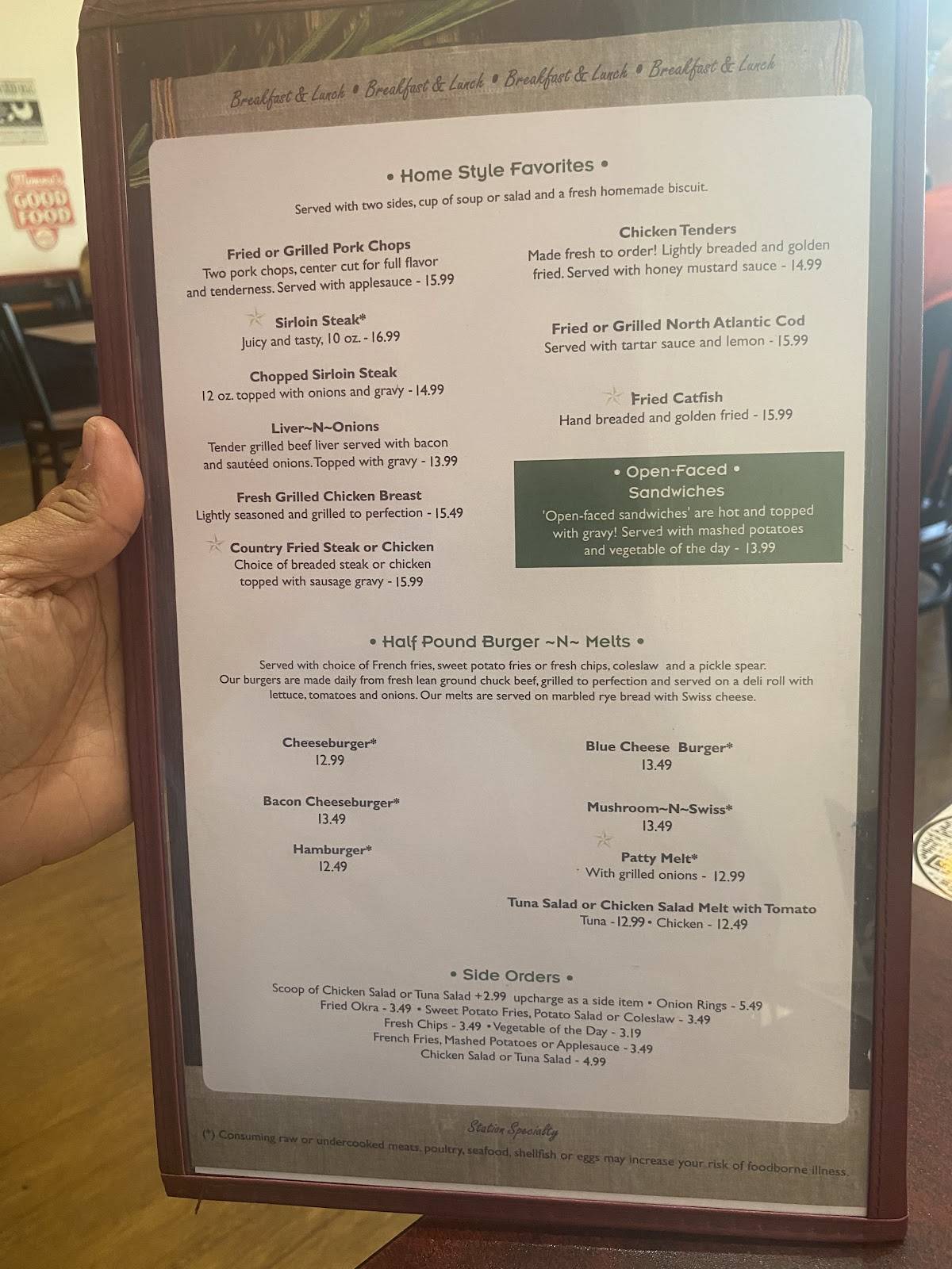 Menu at Davenport Diner restaurant, Davenport, US-27