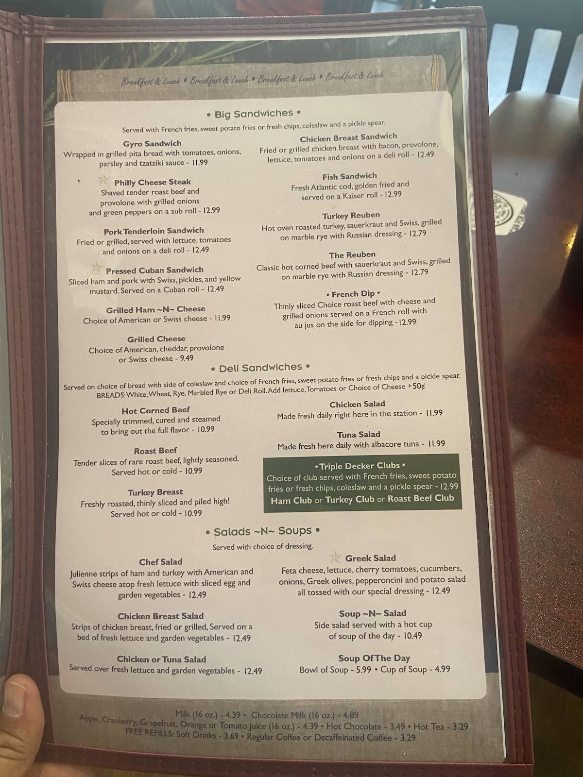 Menu at Davenport Diner restaurant, Davenport, US-27