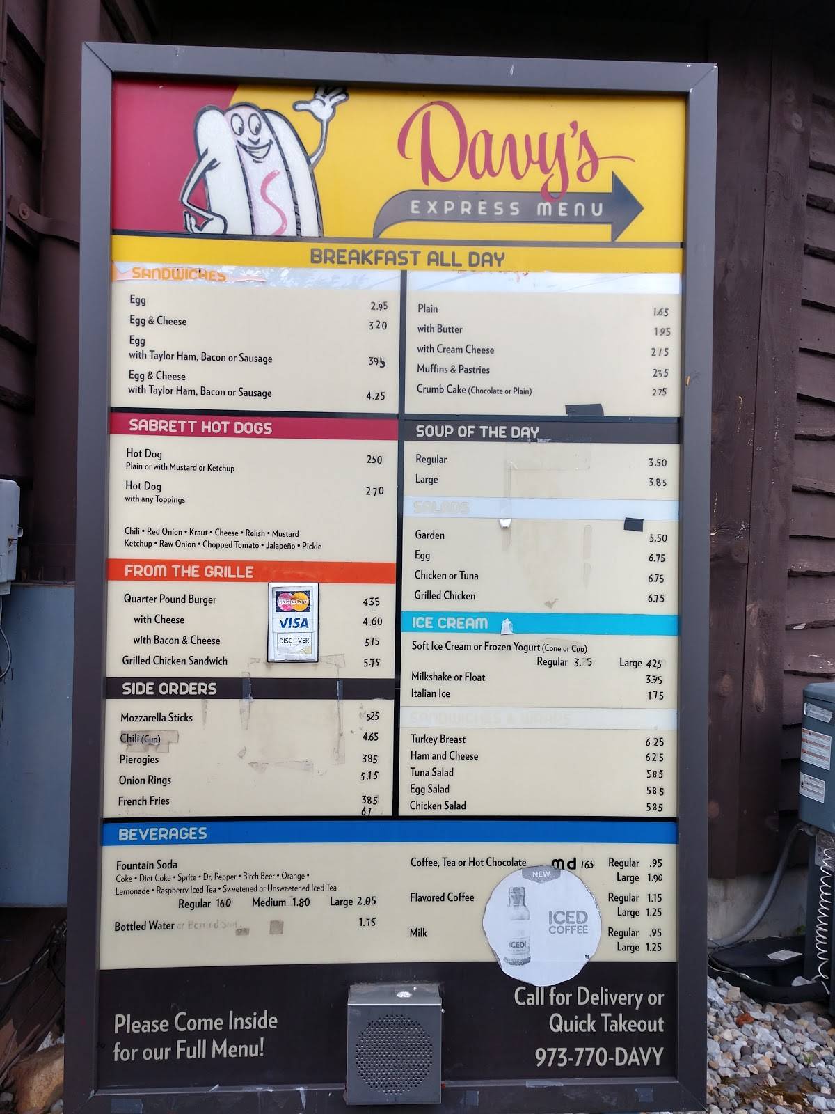 Menu at Davy's Hot Dogs and Grill restaurant, Mount Arlington