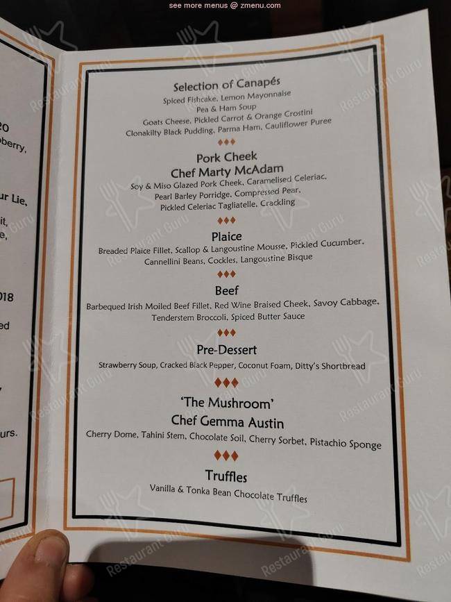 Menu at Dawsons Restaurant - Castledawson, Castledawson