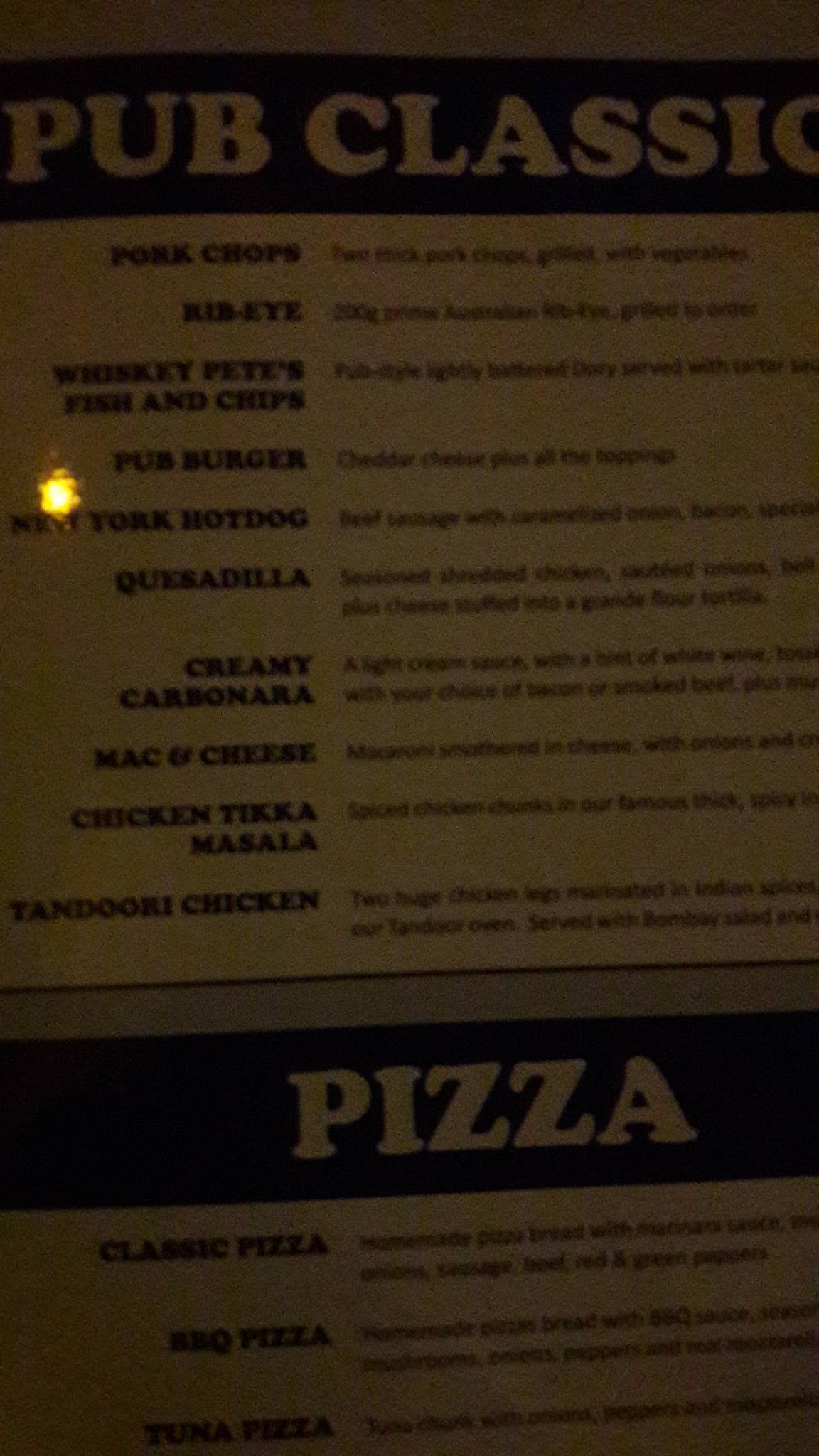 Menu at De Hooi pub & bar, South Jakarta