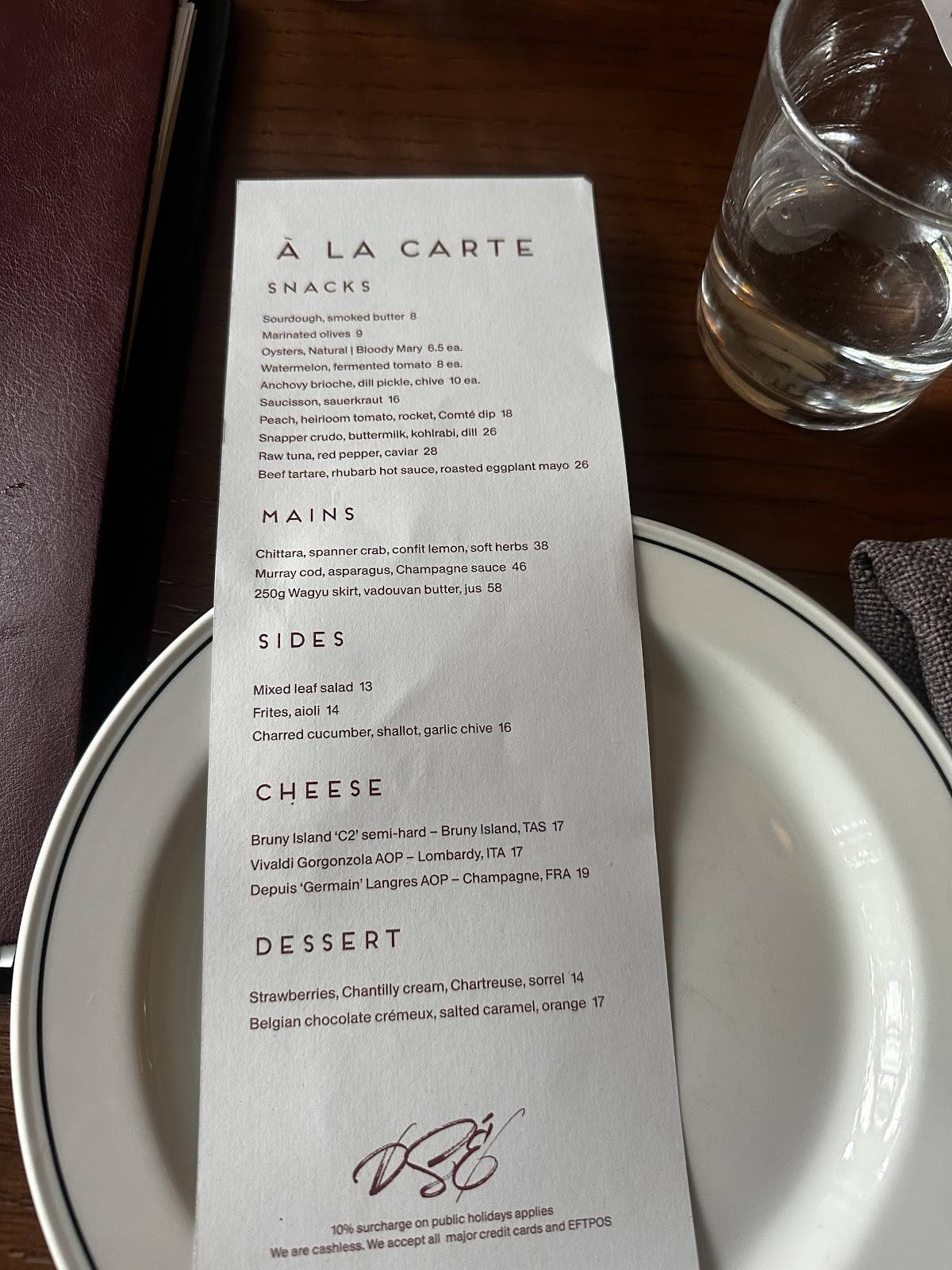 Menu at Dear Sainte Éloise pub & bar, Potts Point