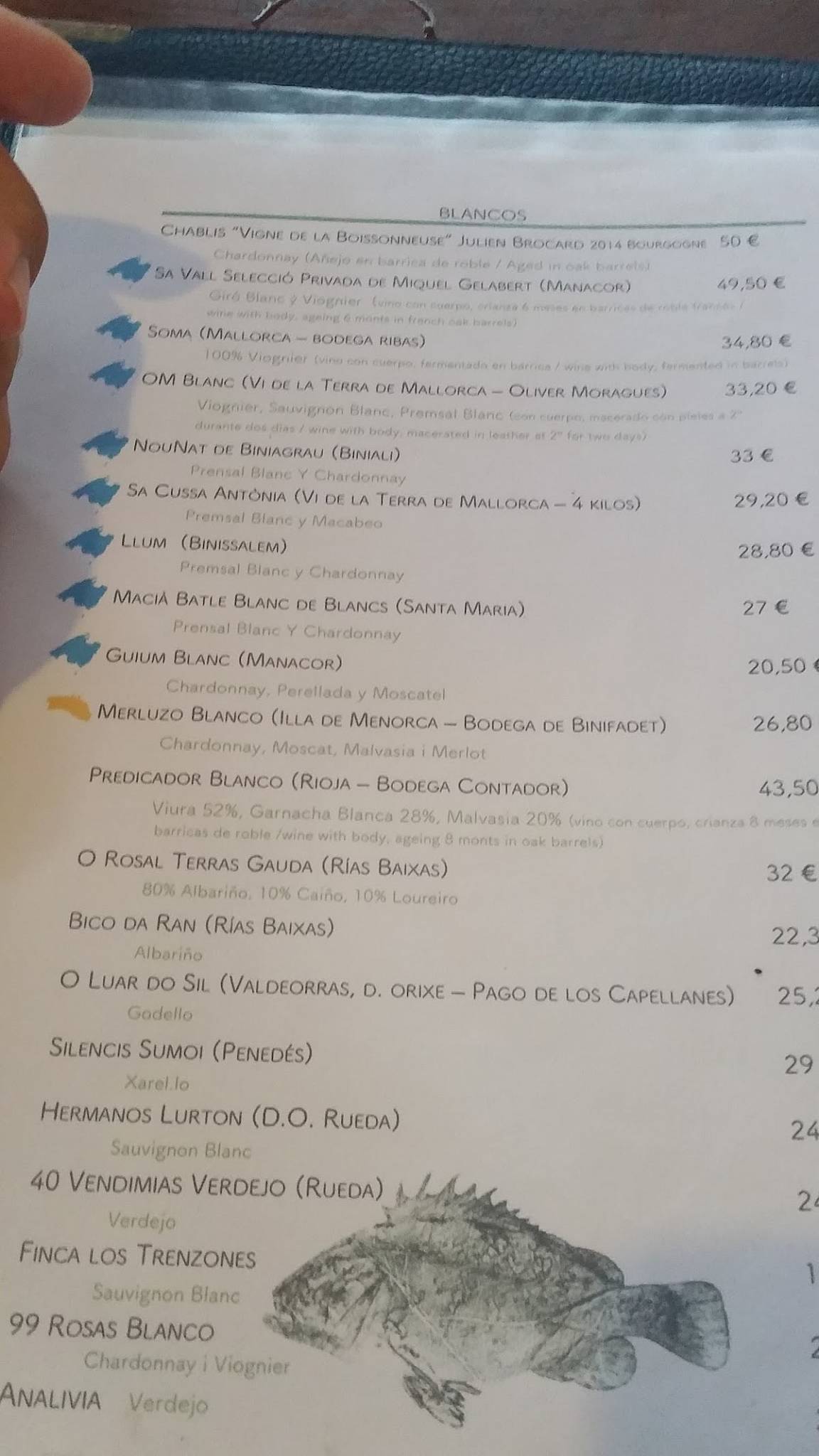 Menu at Ca's Patró March restaurant, Deià