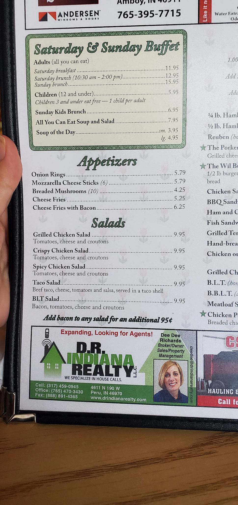Menu at Dutch Cafe, Grissom Air Force Base, US-31 #300
