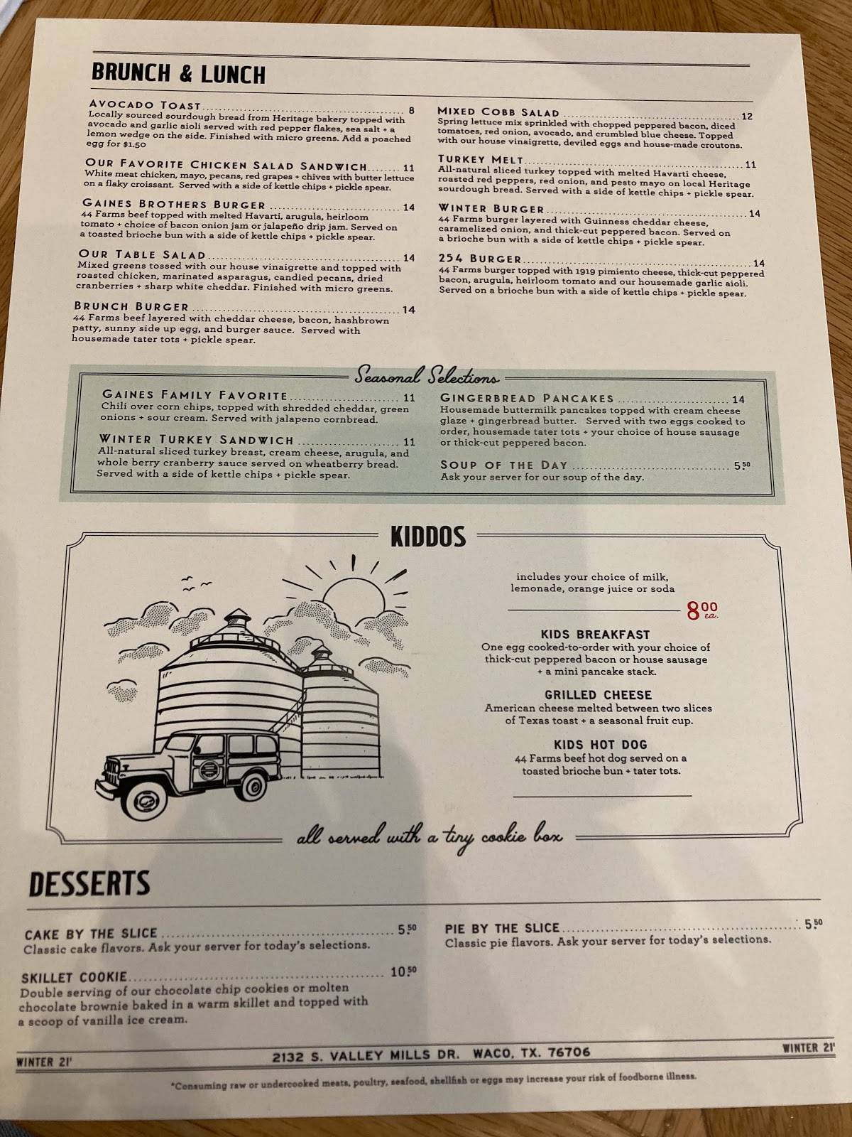 Menu at Magnolia Table desserts, Waco