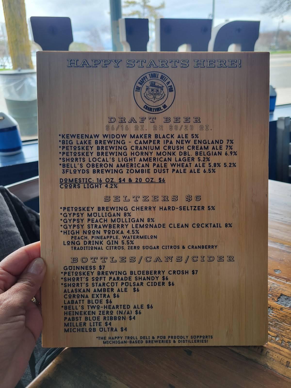 Menu at The Happy Troll Deli & Pub, Charlevoix