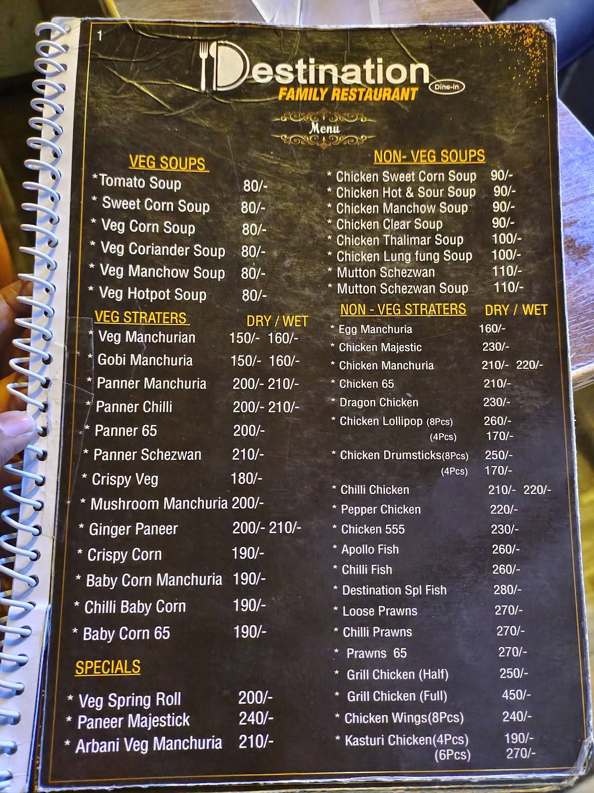 Menu at Destination Family Restaurant&Arabian Mandi - Godavarikhani ...