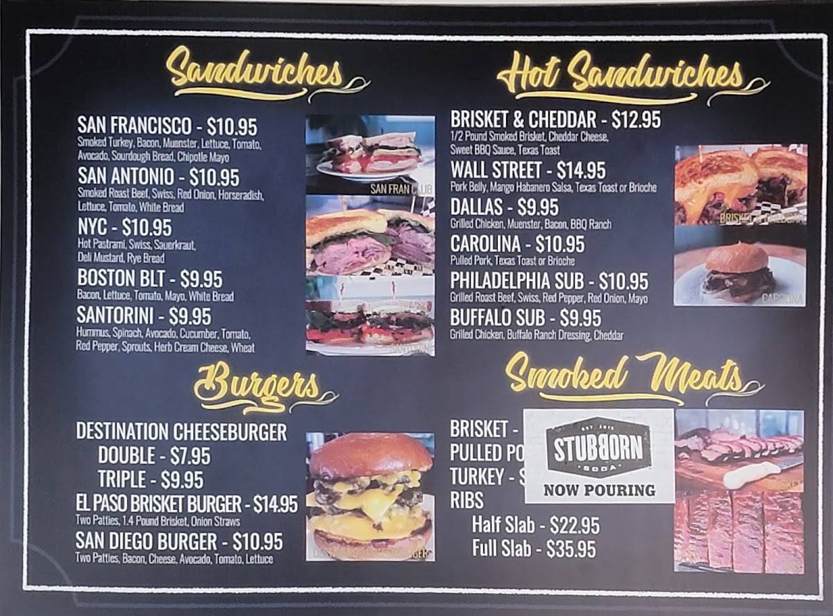 Menu at Destination Smokehouse & Eatery BBQ, Hemet