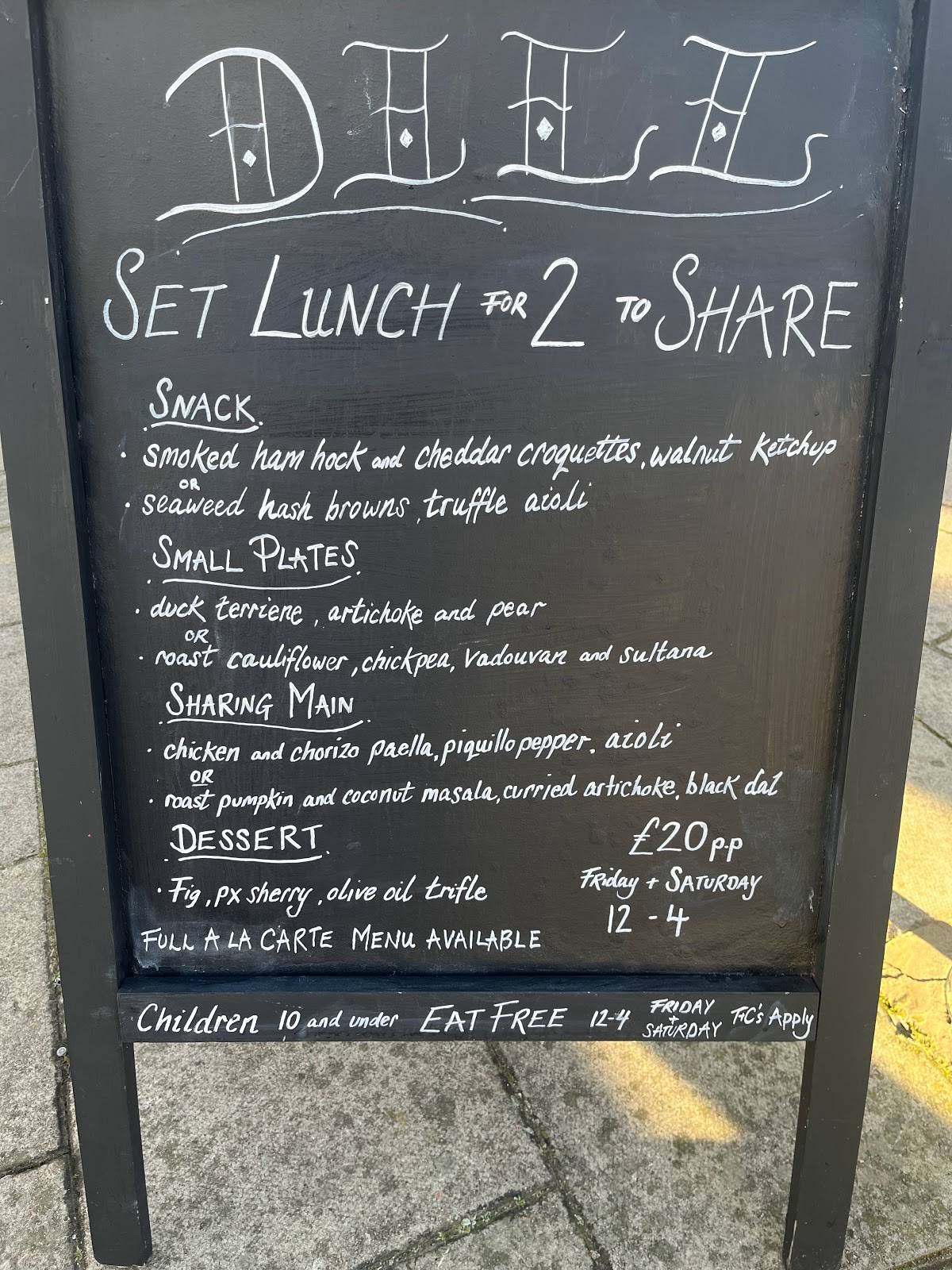Menu at Dill restaurant, Lewes