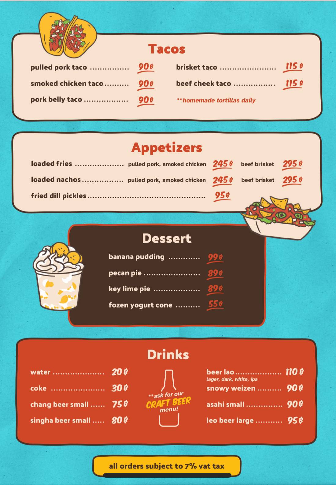 Carta de Dinky's BBQ, Chiang Mai