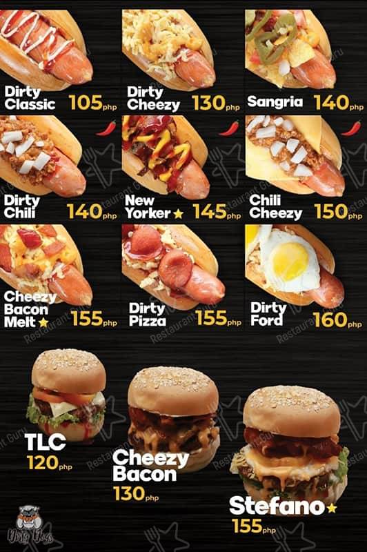 Menu at Dirty Dogs, Quezon City