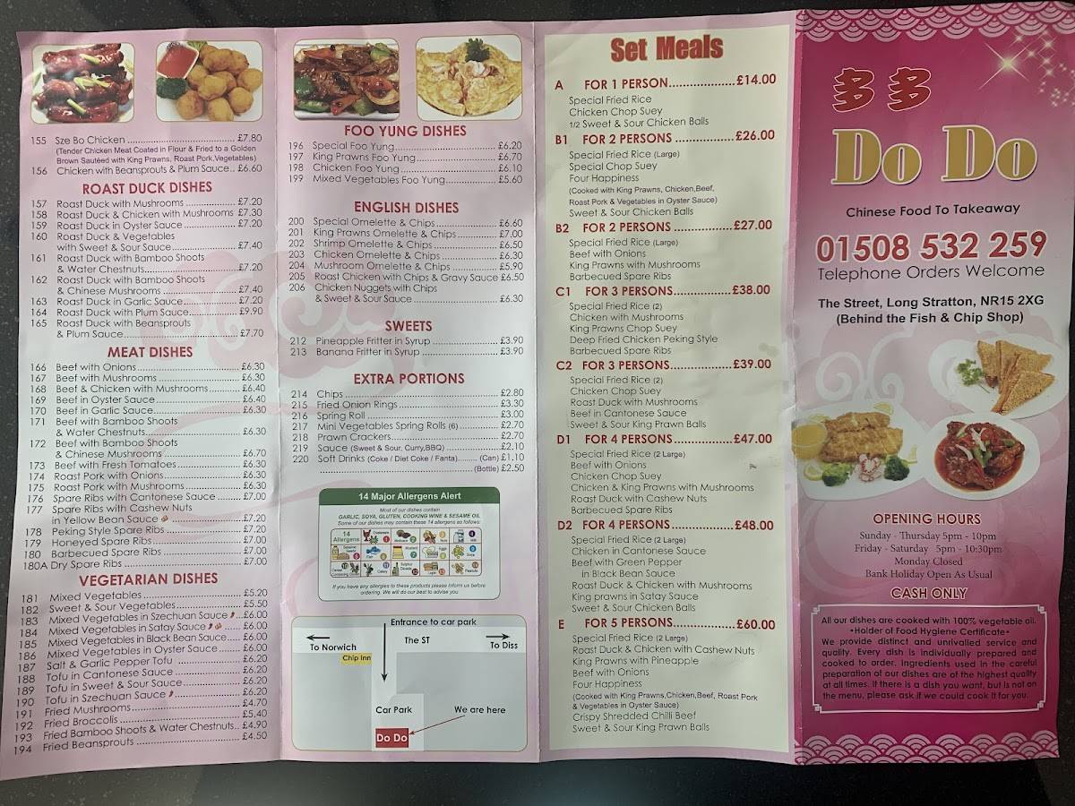 Menu at Do Do fast food, Long Stratton