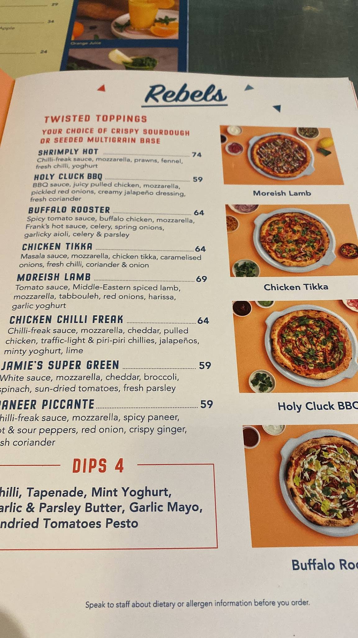 Carta de Jamie Oliver's Pizzeria - Doha City Center, Doha
