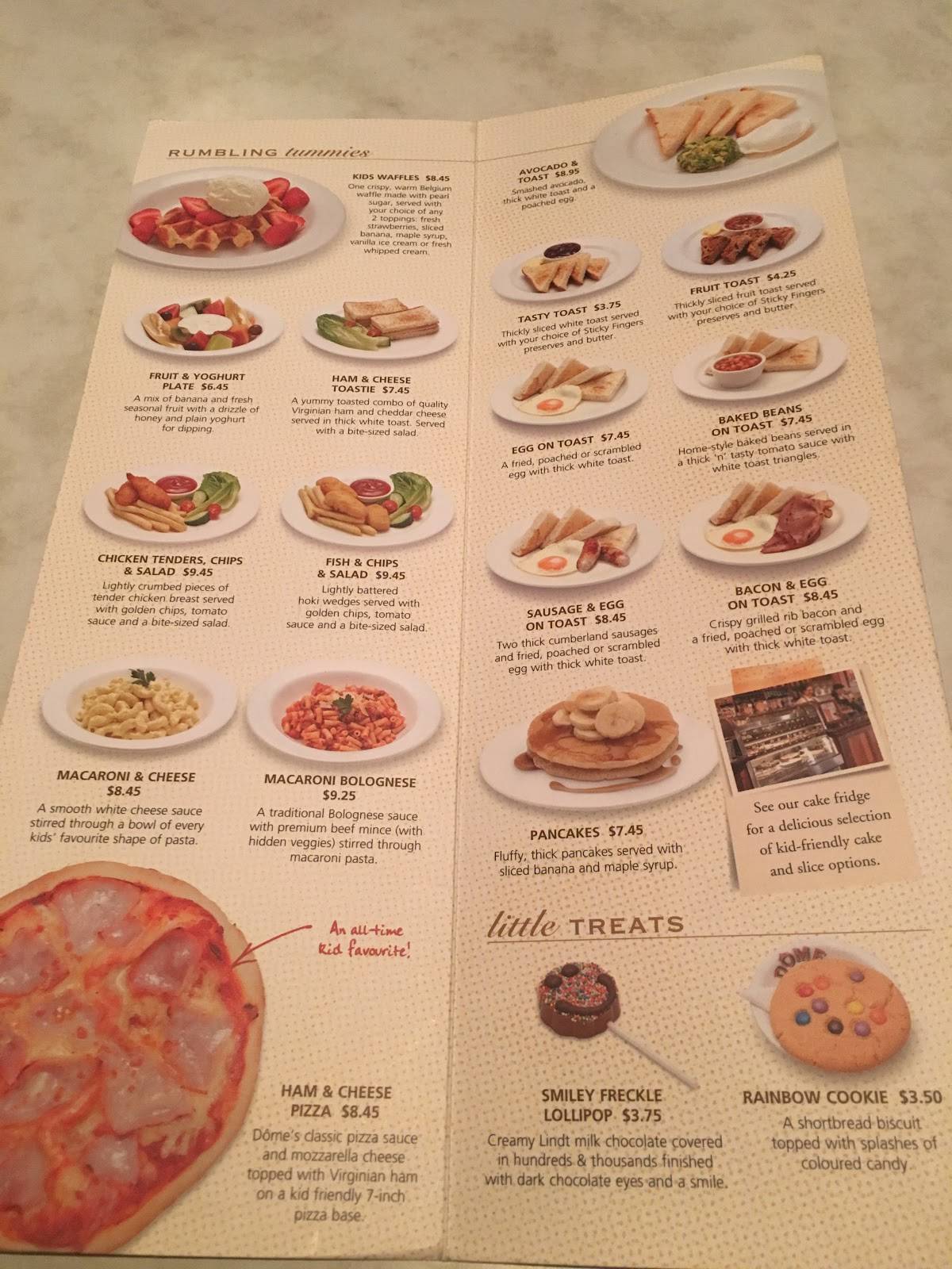 Menu at Dôme Café cafe, Perth, Level 1/256 Adelaide Terrace