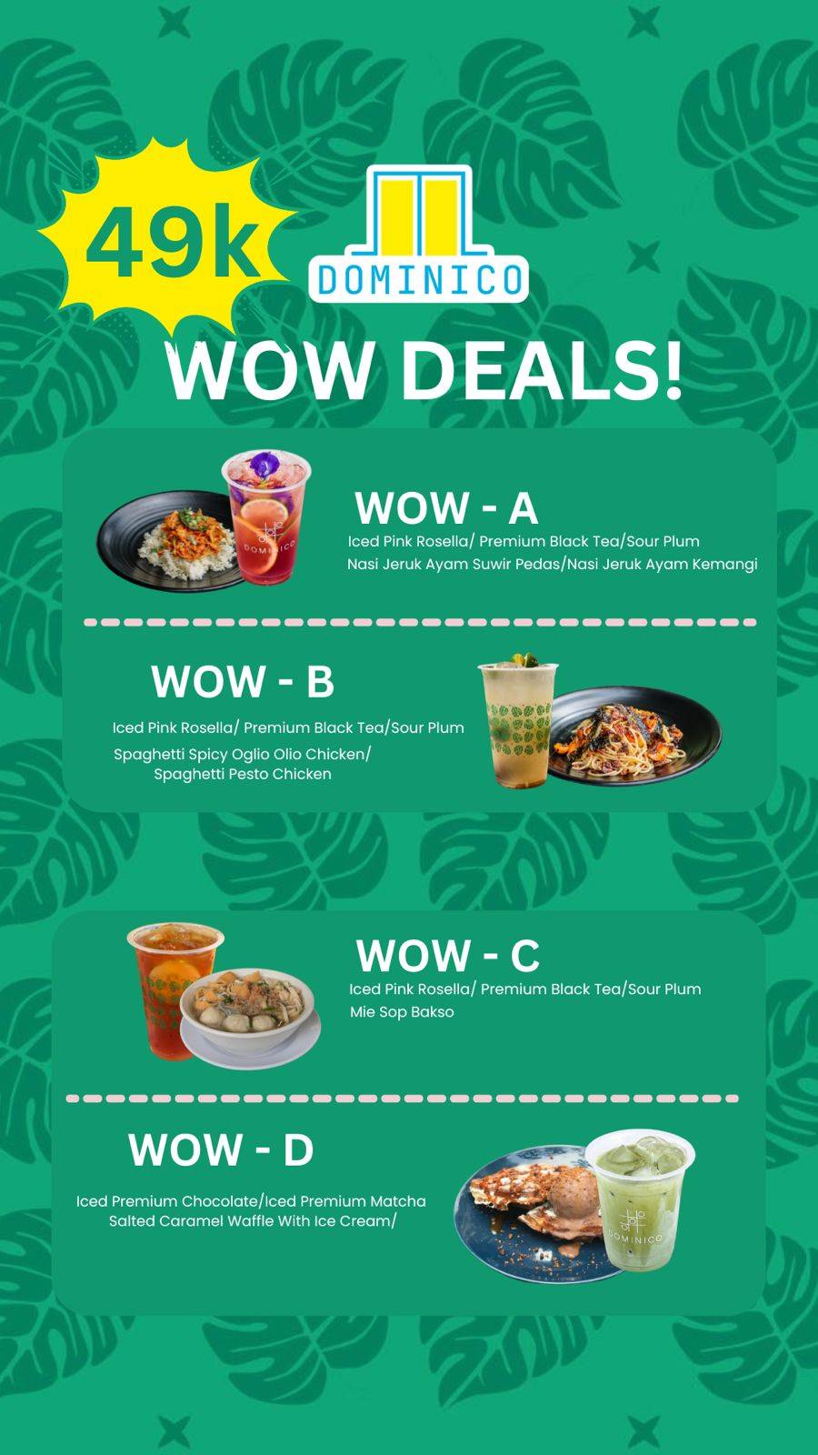 Menu at Dominico Coffee cafe, Medan