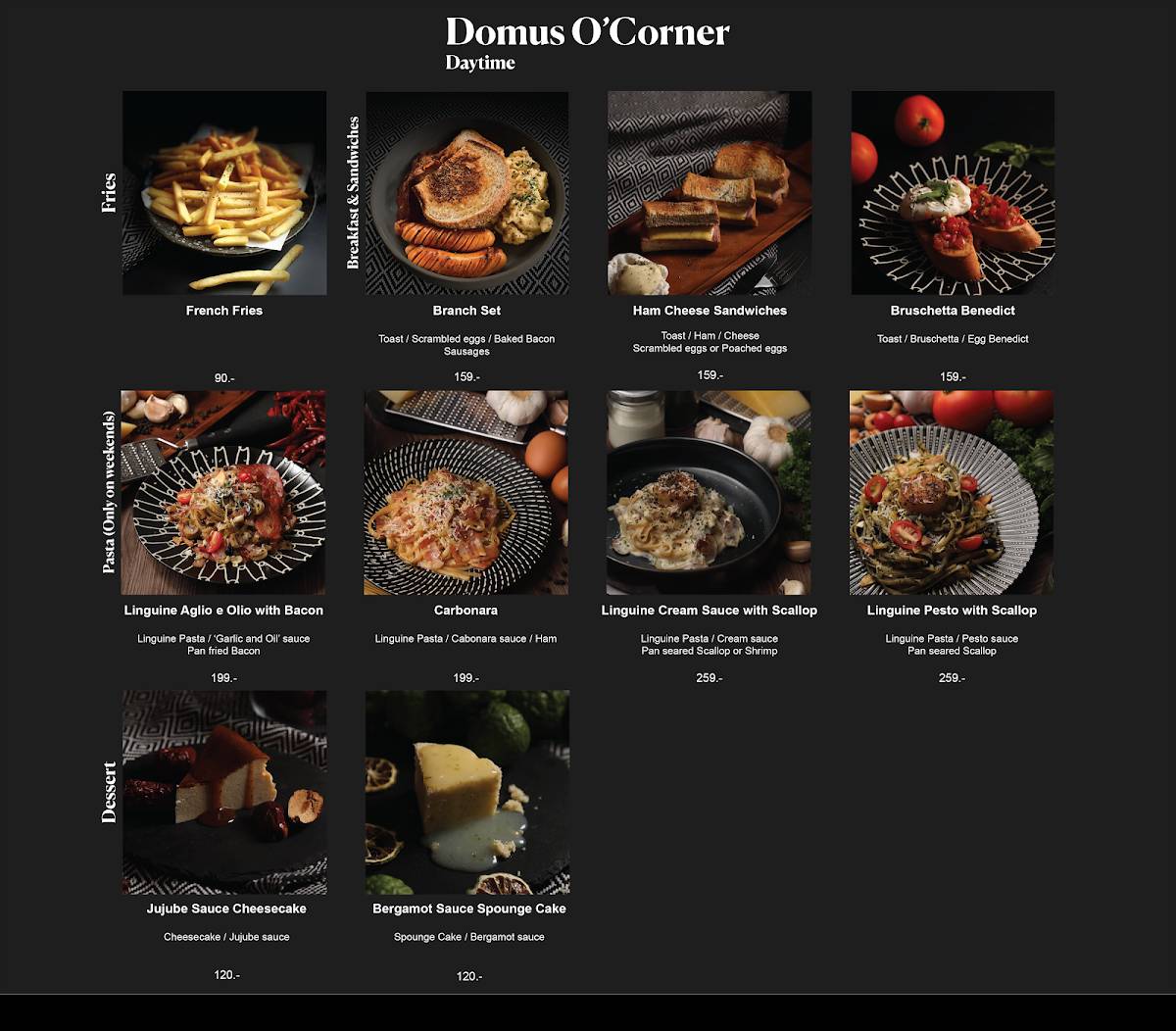 Menu at Domus O'Corner pub & bar, Bangkok