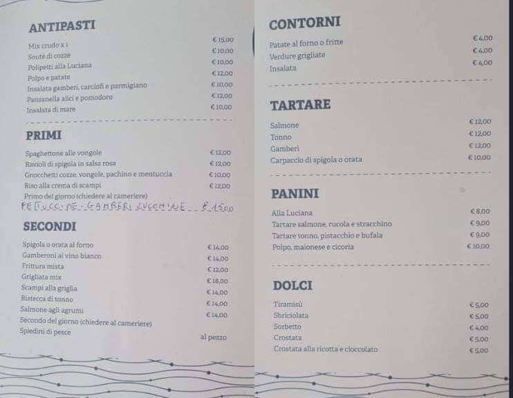 Menu da Don Fish ristorante, Roma