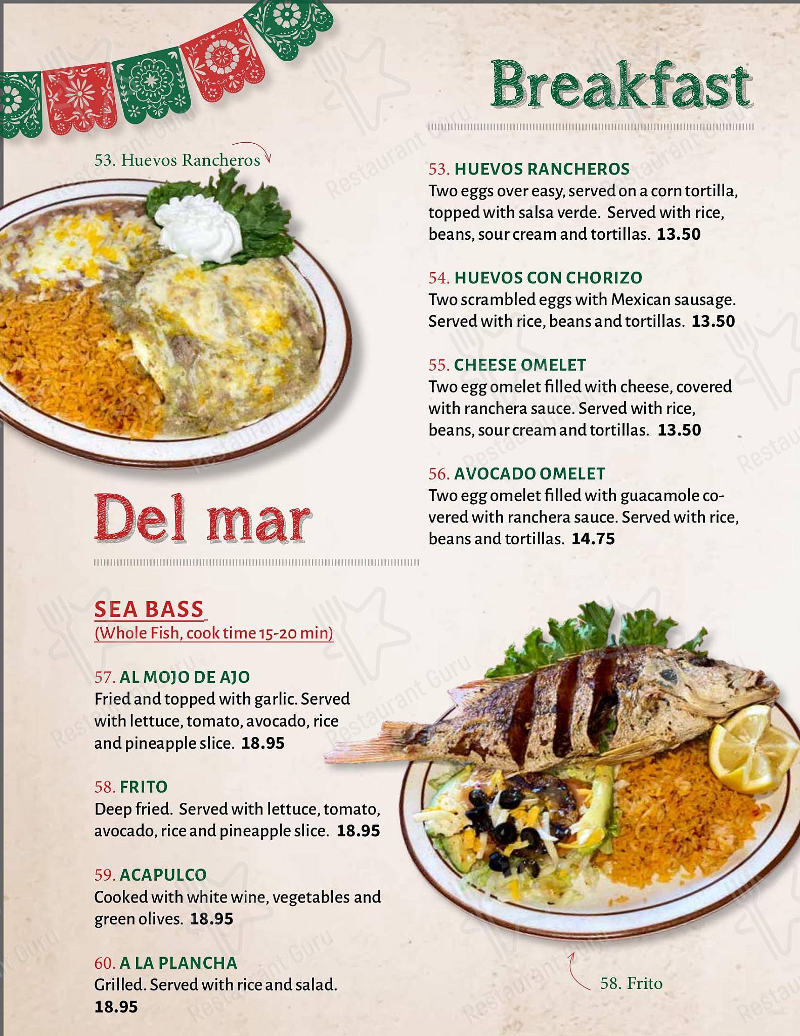 Carta de Don Perico Mexican Restaurant, Bakersfield, White Ln