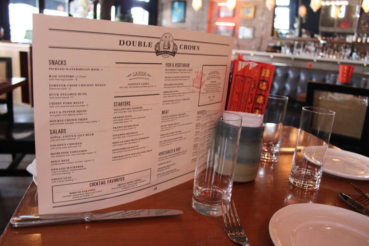 Menu at Double Crown restaurant, New York City