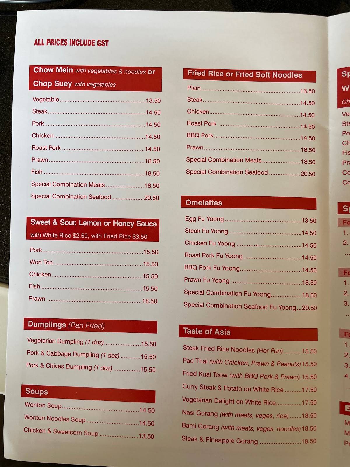 Menu at Double Happy Chinese Takeaways fast food, Auckland