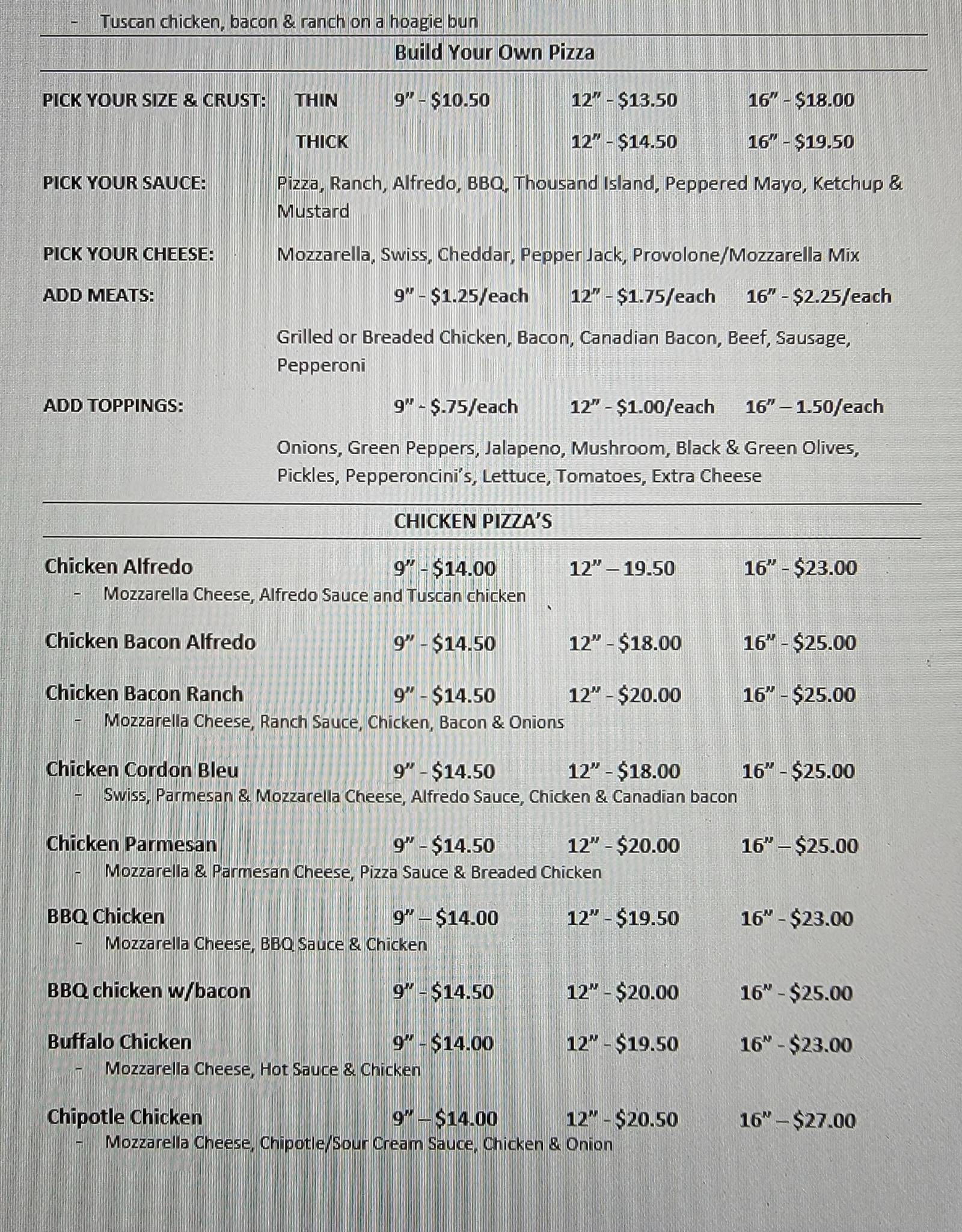 Menu at Drift Inn restaurant, USA, S2945 Indian Creek Rd